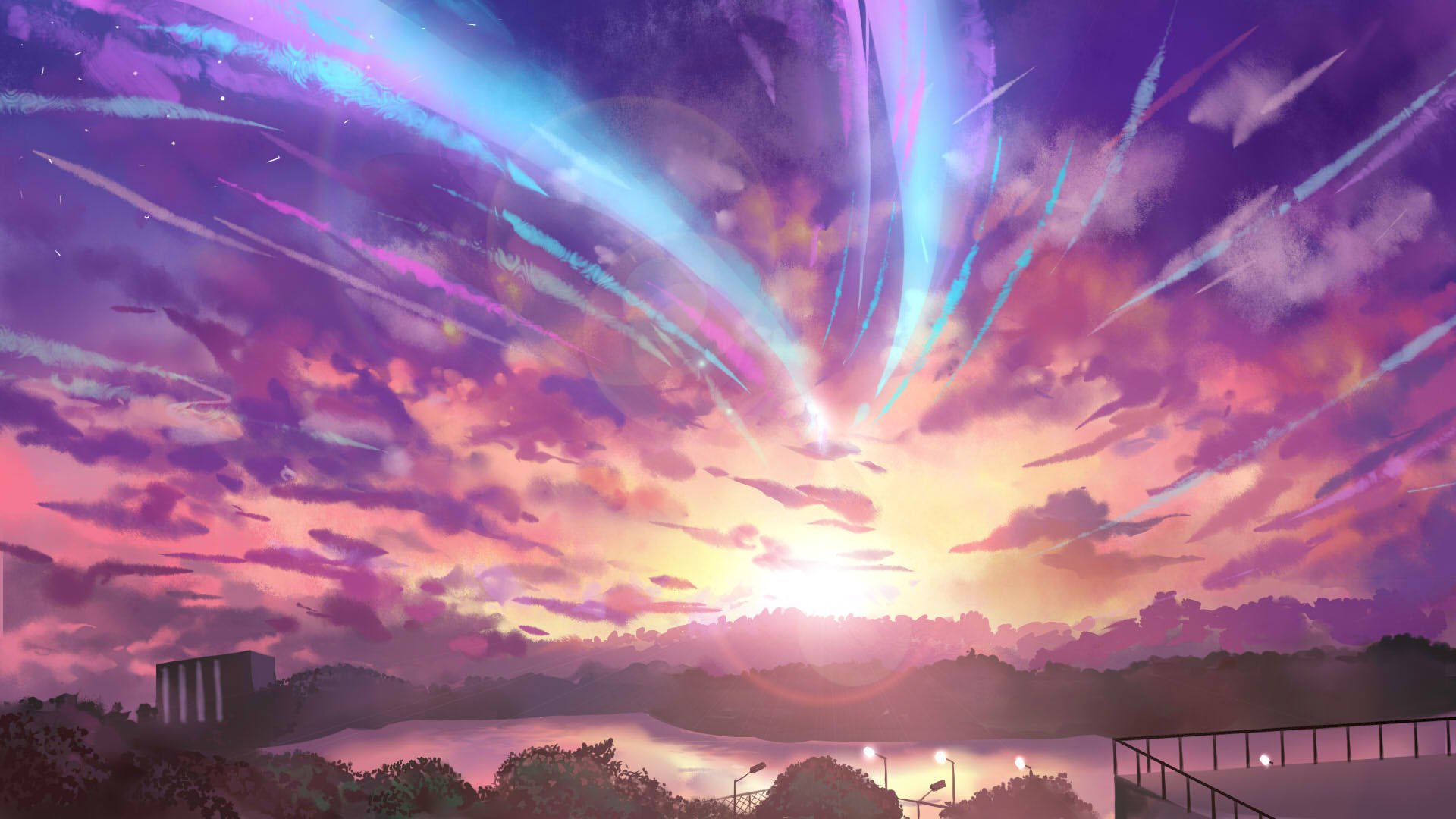 Vivid Anime Sky: HD Sunset Wallpaper
