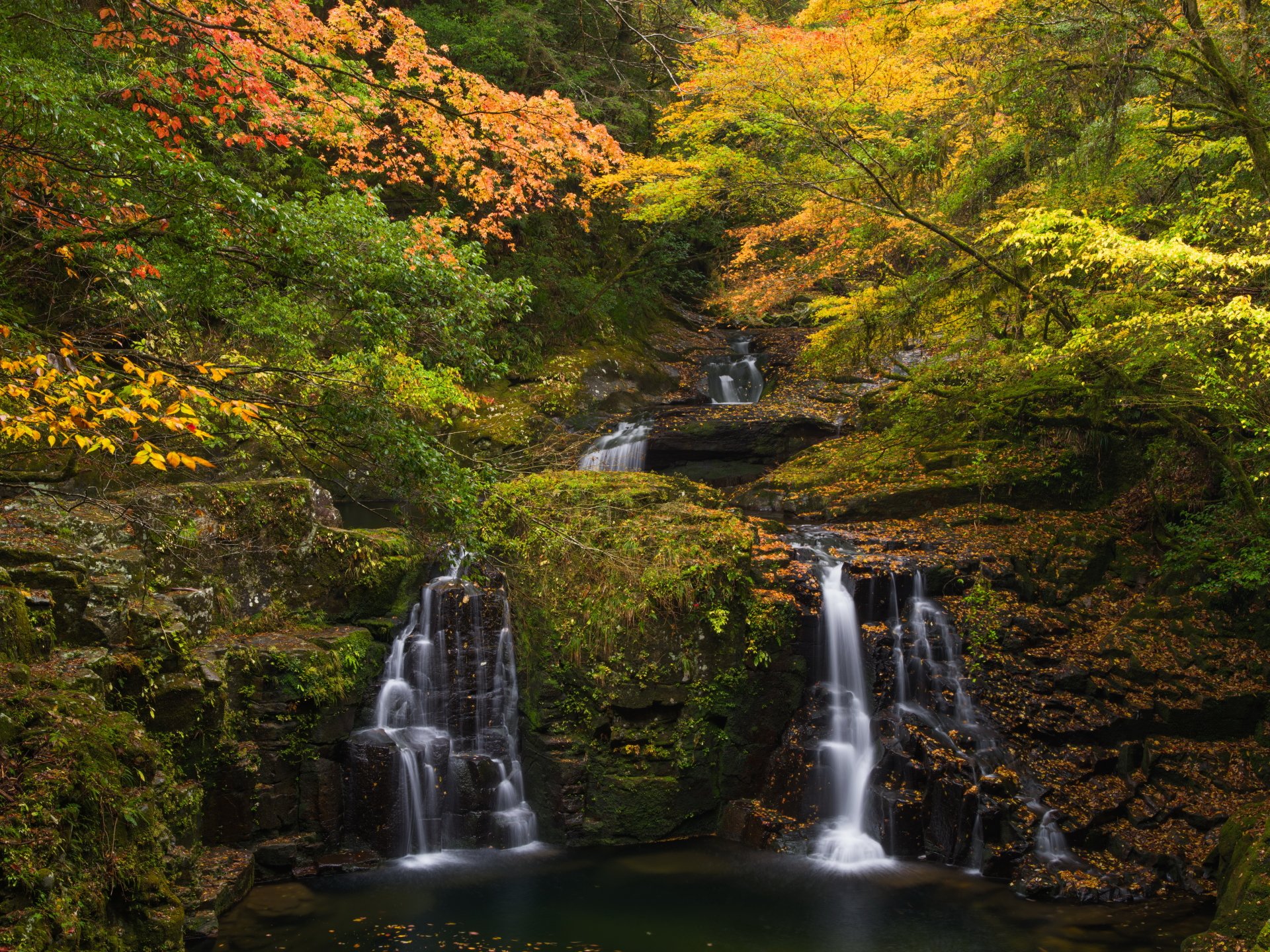 4K Ultra HD Autumn Waterfall: Nature’s Fall Serenity