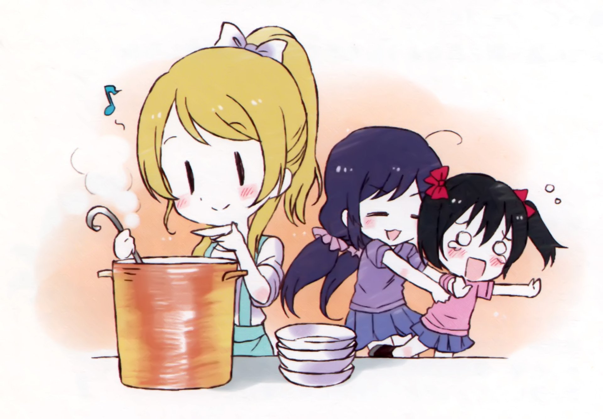 Chibi Love Live! Trio: Nozomi, Nico & Eri HD Wallpaper Delight ...