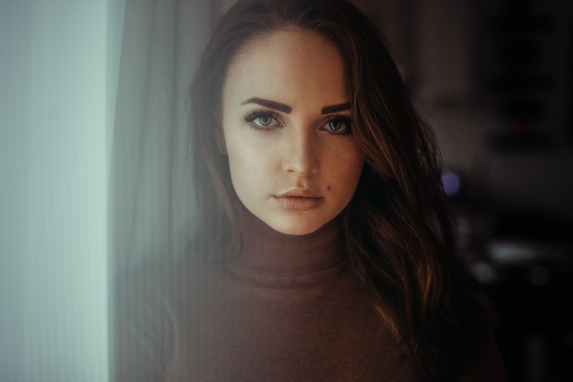 Download Face Brunette Woman Model 8k Ultra HD Wallpaper