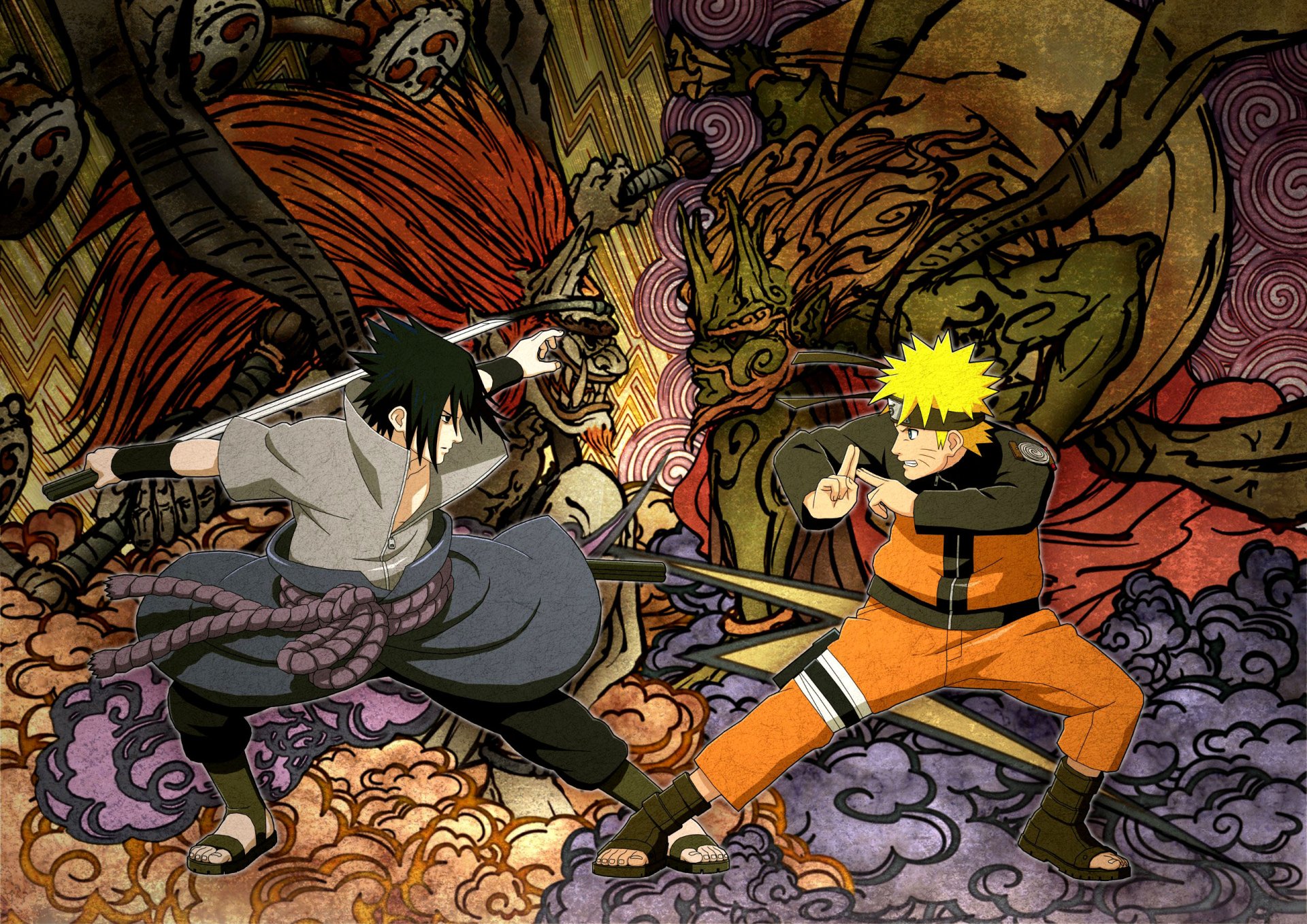 Naruto & Sasuke Epic Showdown | HD Anime Wallpaper from Naruto Series
