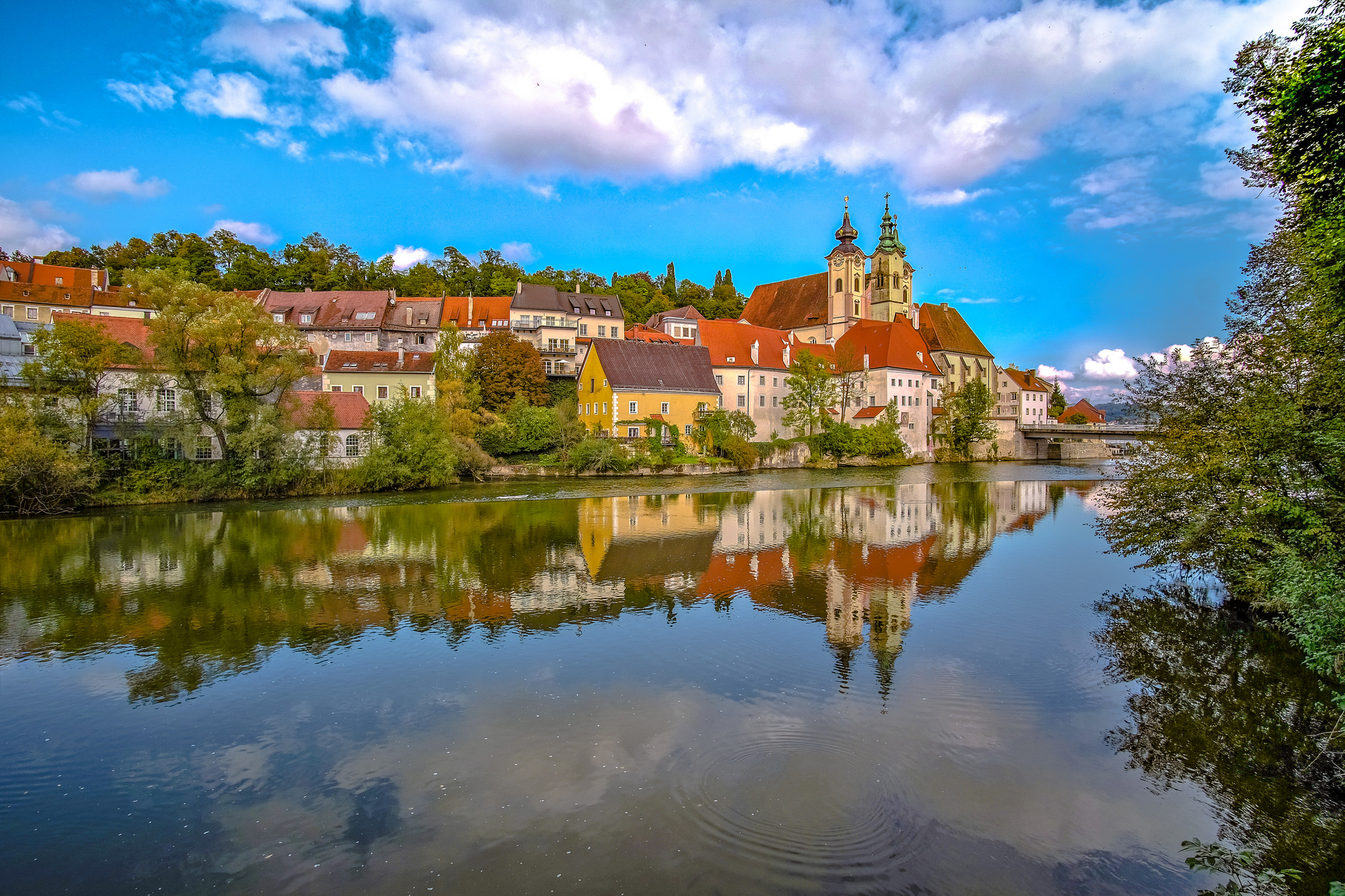 Download Reflection Lake House Colorful Austria Man Made Town HD Wallpaper