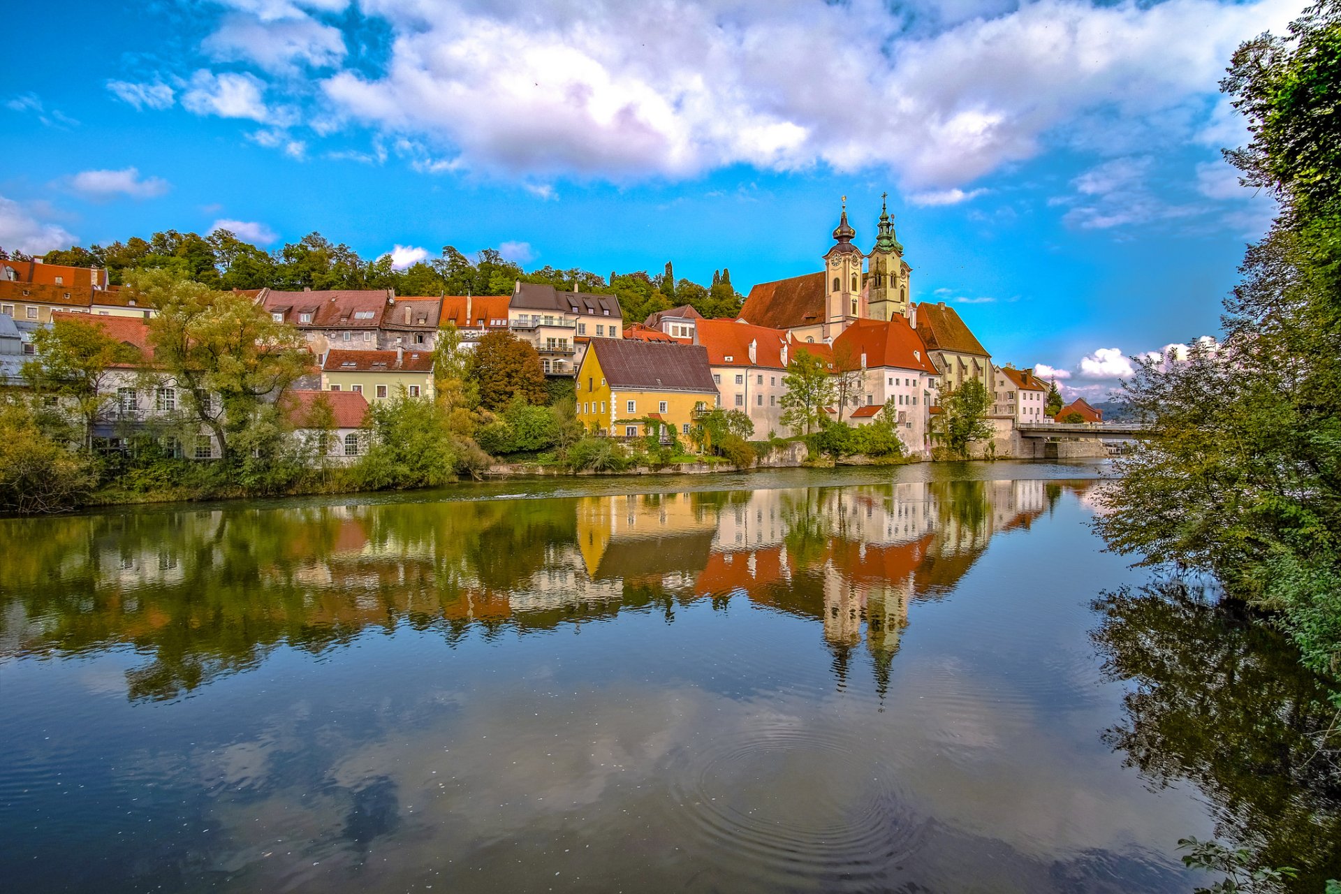 Download Reflection Lake House Colorful Austria Man Made Town HD Wallpaper
