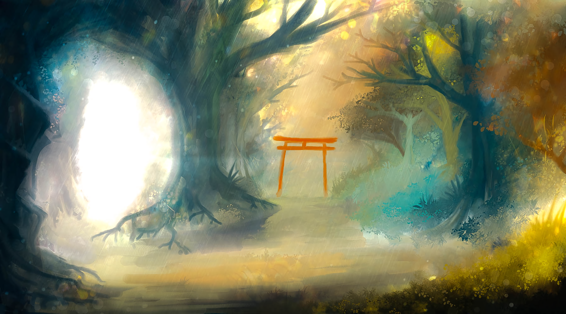 Mystical Anime Forest with Torii Gate – HD Wallpaper Magic | 1920x1066 ...