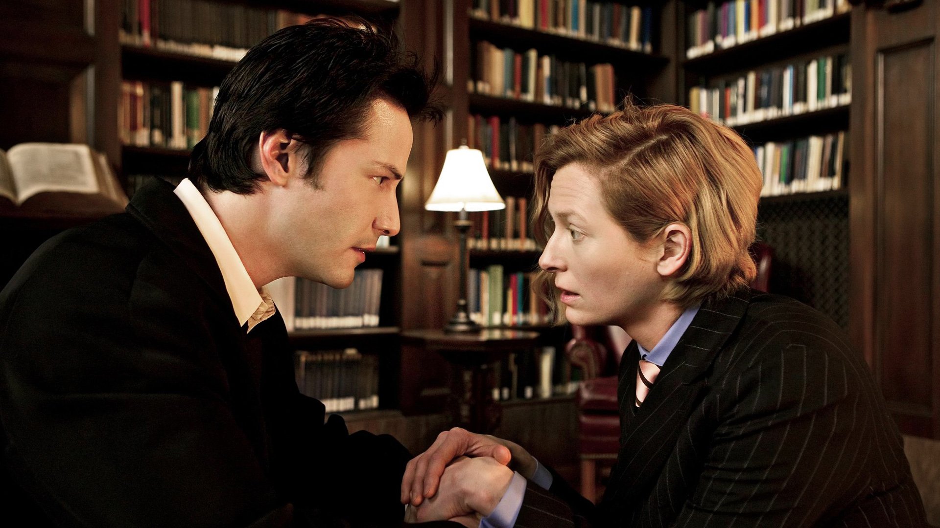 Constantine Movie HD Wallpaper: Intense Library Encounter