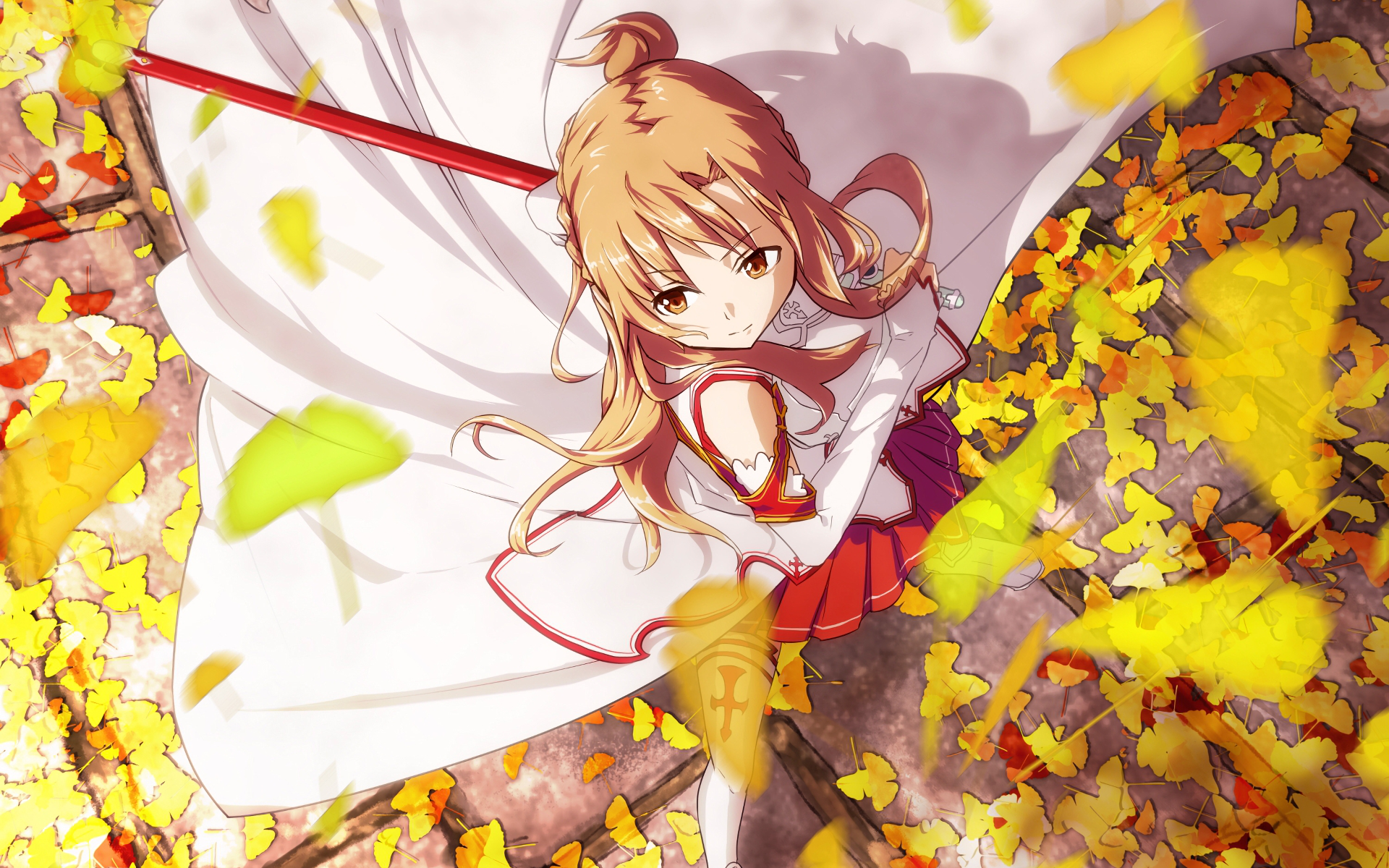 Asuna Yuuki in Fall - HD Wallpaper