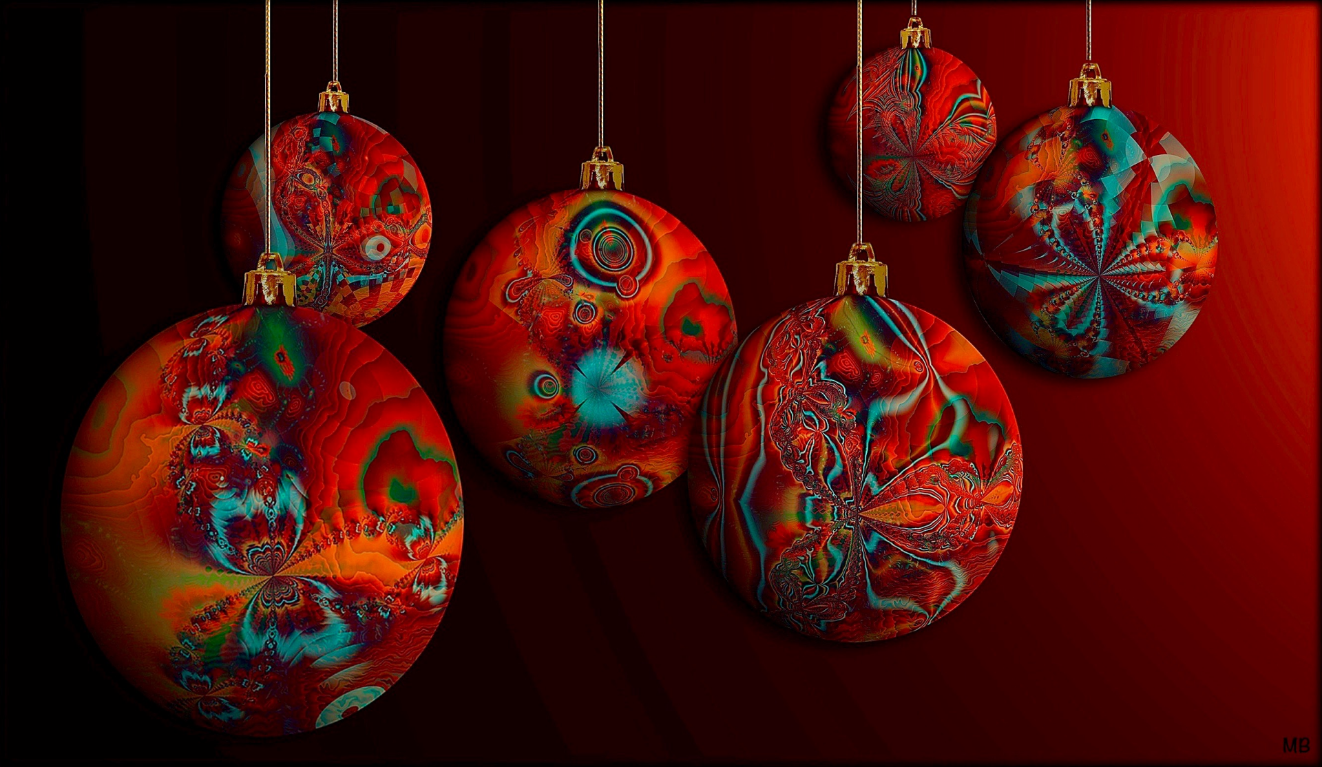 Psychedelic Christmas Ornaments HD: Artistic Holiday Balls in Vivid ...