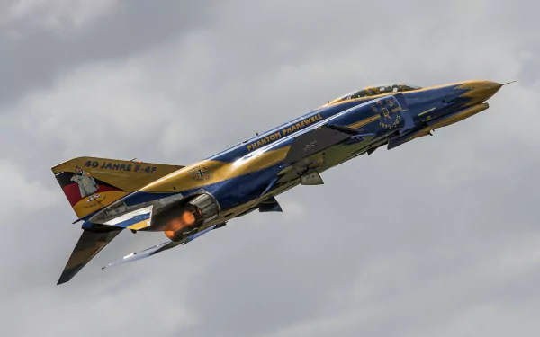 HD Wallpaper: F-4 Phantom II and F-22 Raptor in Flight