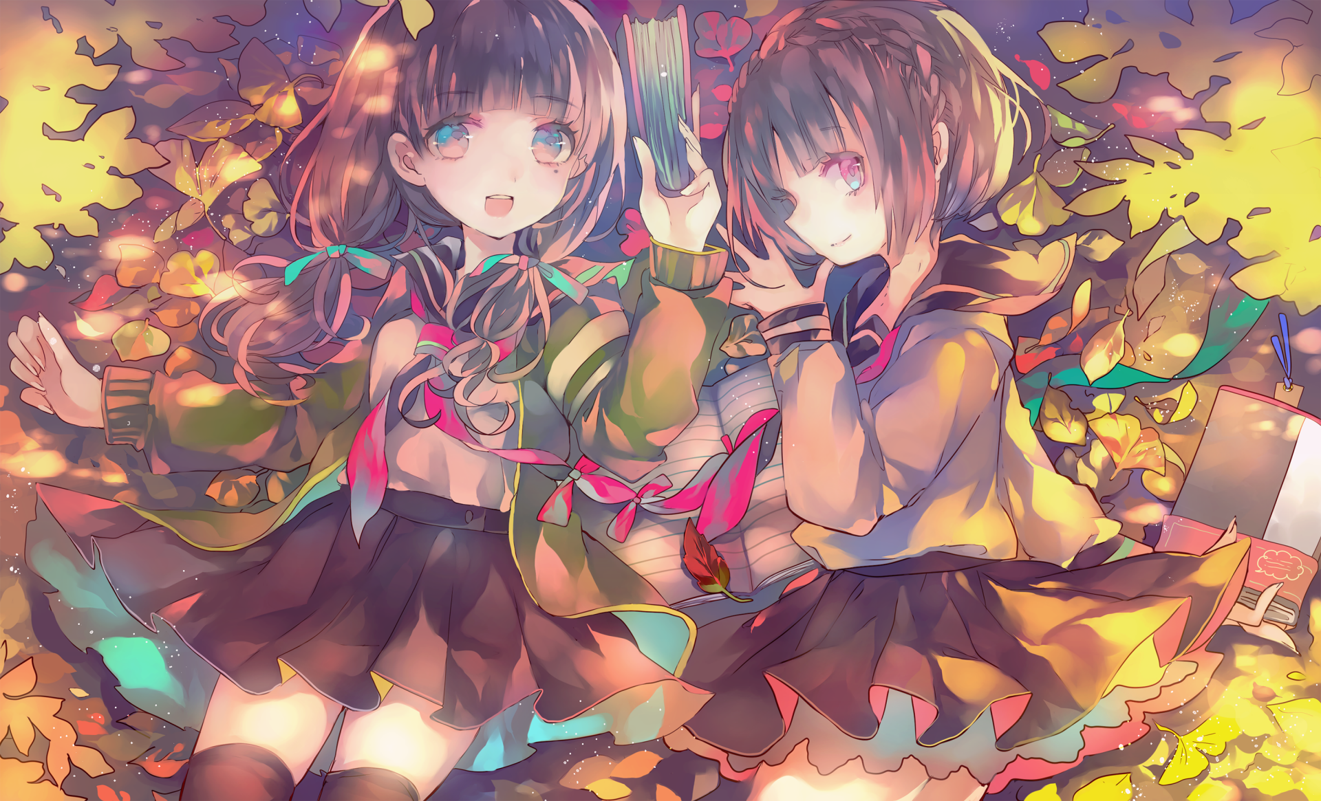 Vibrant Anime Original HD Wallpaper: Autumn Dreams in Colorful Leaves ...