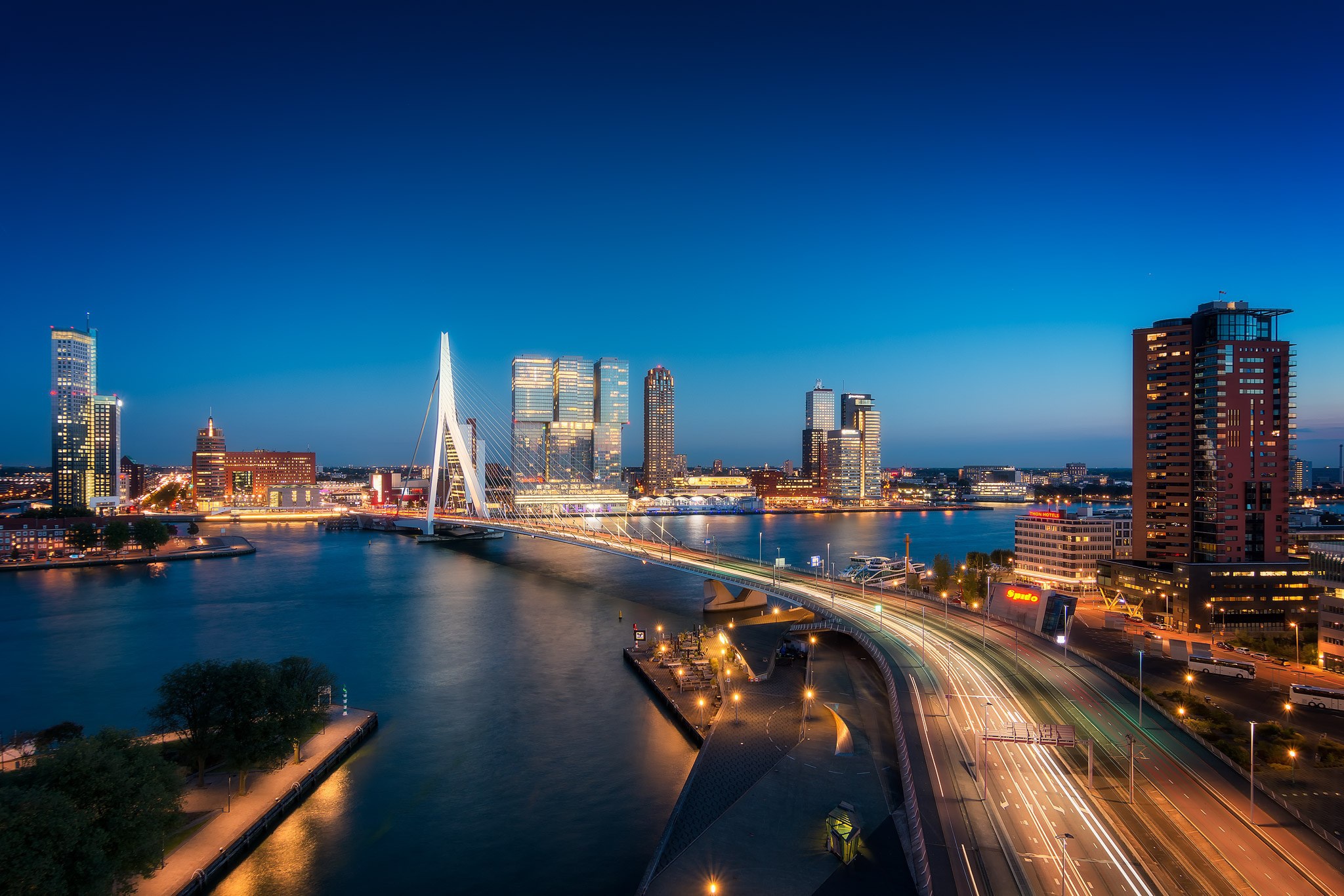 Rotterdam Nights Skyline And Bridge HD Wallpaper Rotterdam Nights Skyline And Bridge HD Wallpaper