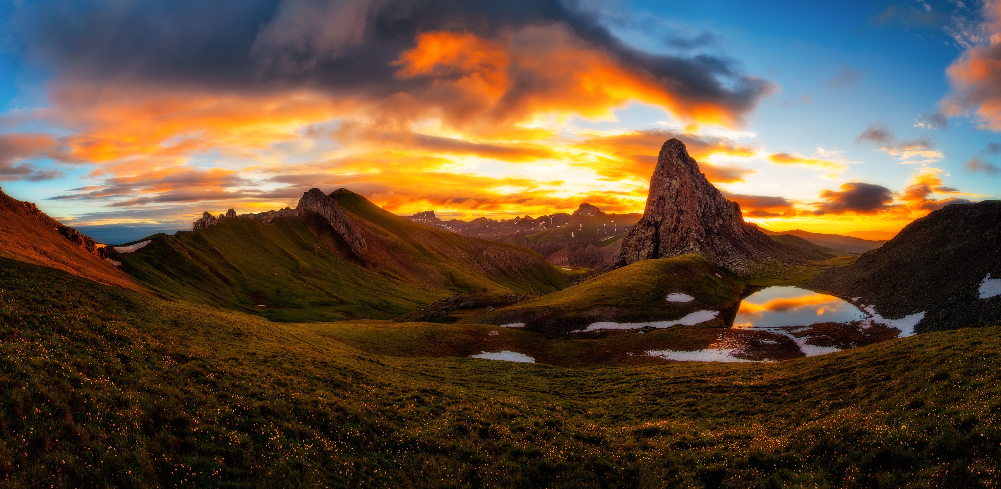 Download Peak Cloud Mountain Sunset Nature Landscape HD Wallpaper