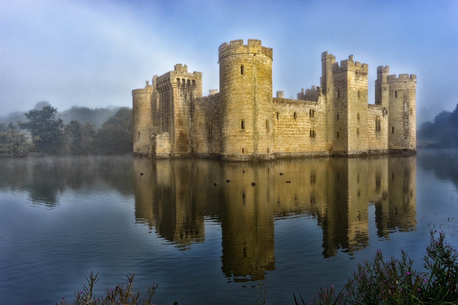 Download England Building Reflection Lake Castle Man Made Bodiam Castle ...