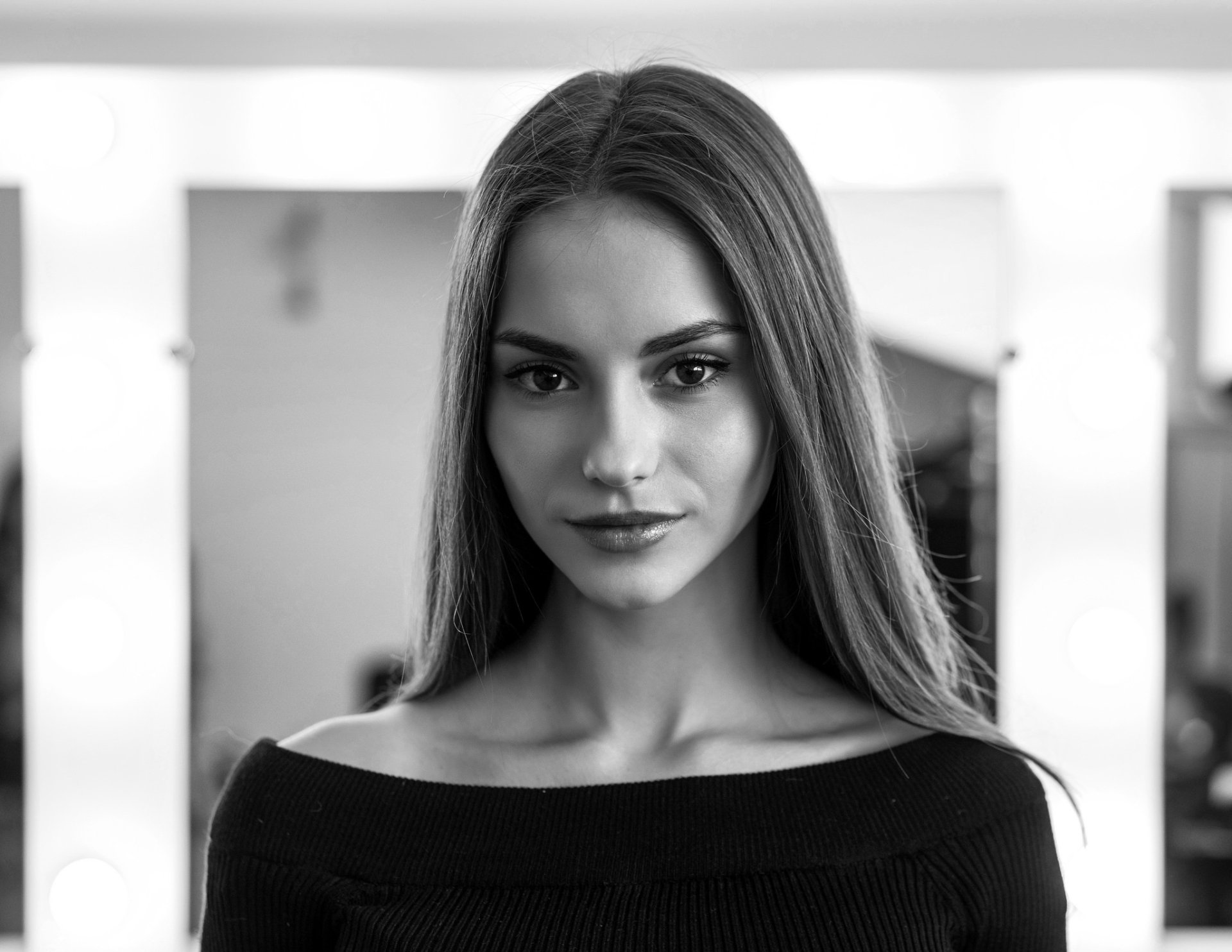 Download Face Black & White Woman Model HD Wallpaper by Alexander Plonsky