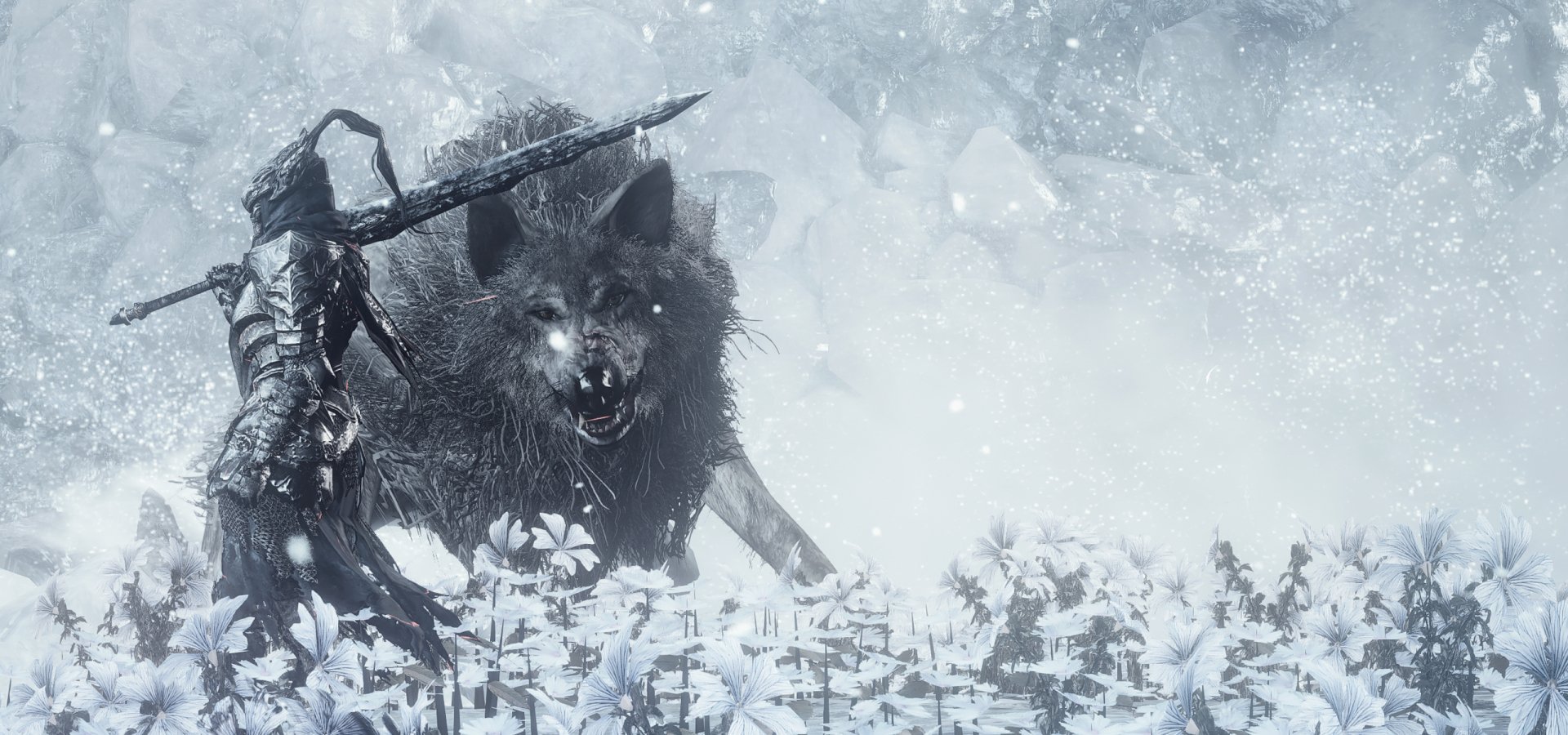Ice Dark Wolf Wallpaper