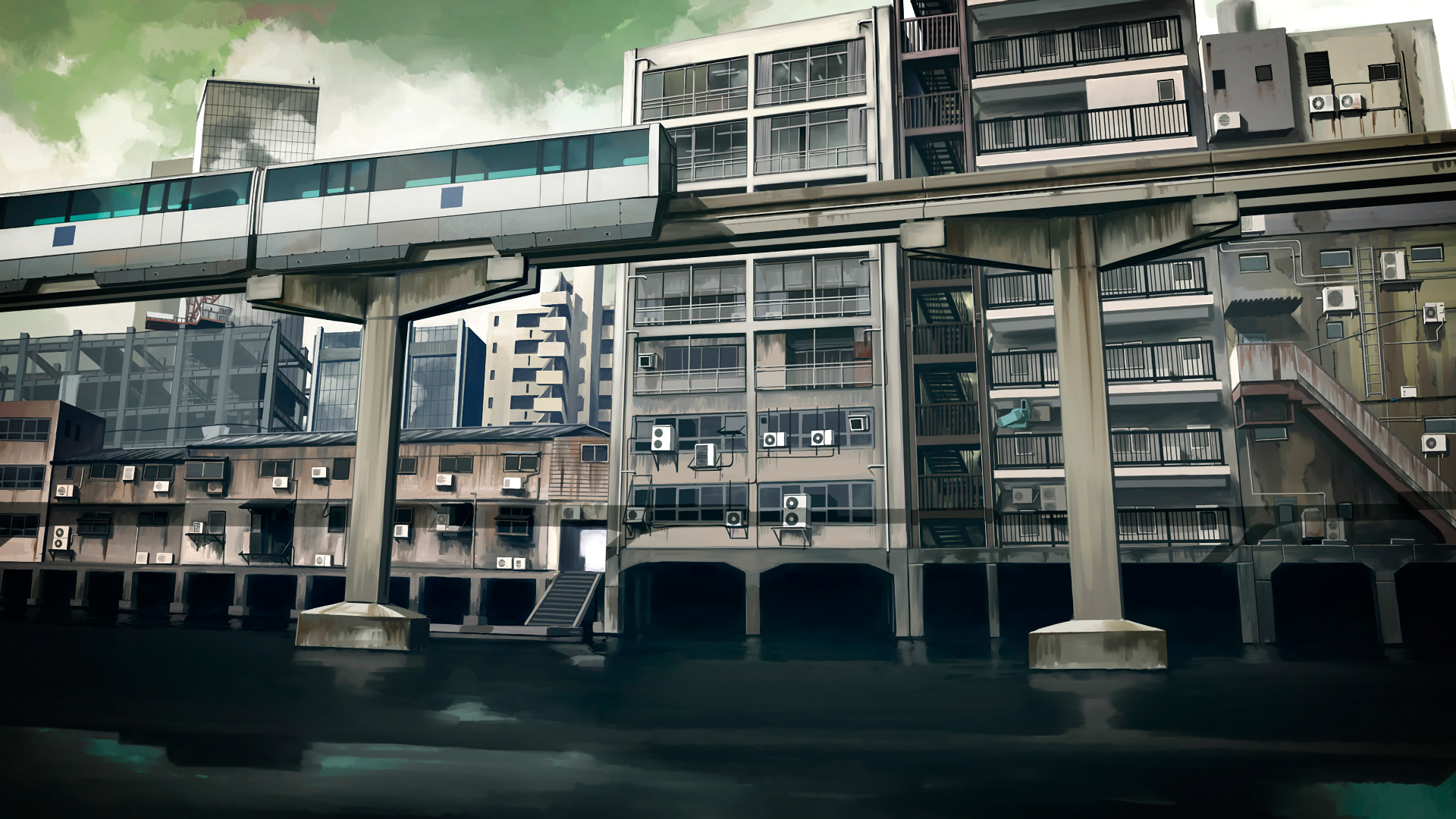 Download Anime Building HD Wallpaper | 1920x1080 | Wallpaper Abyss