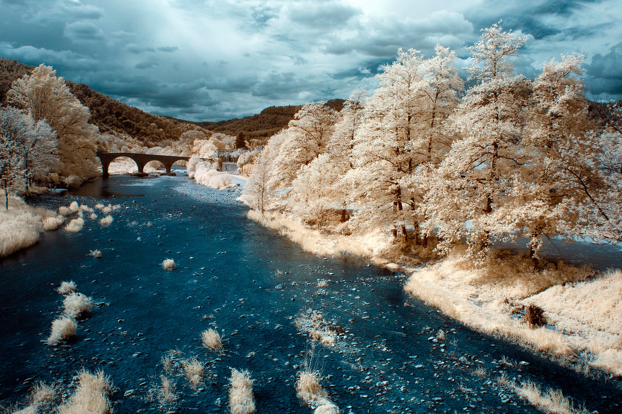 Download Landscape Cloud Tree Nature River HD Wallpaper