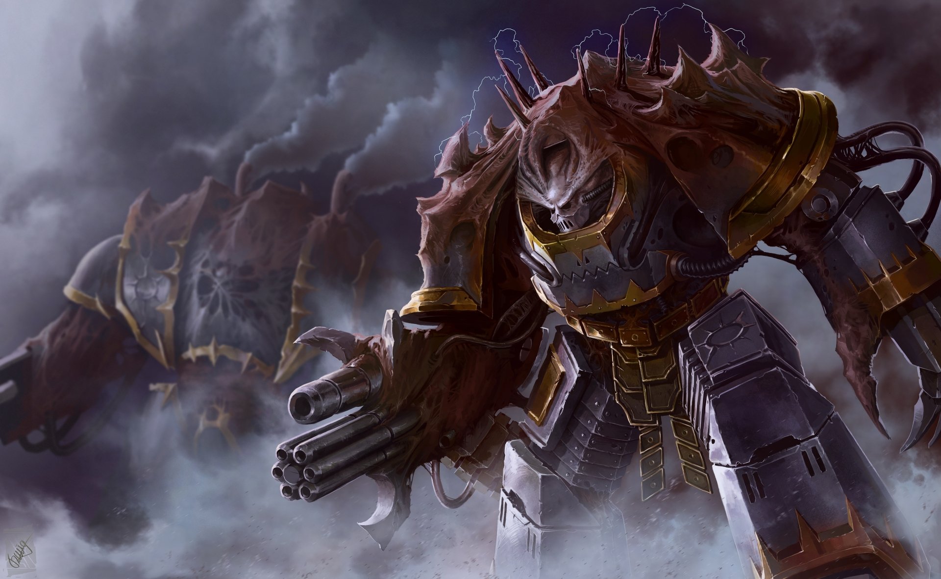 Epic Warhammer 40K Creature Warrior Smoke 4K Ultra HD Wallpaper