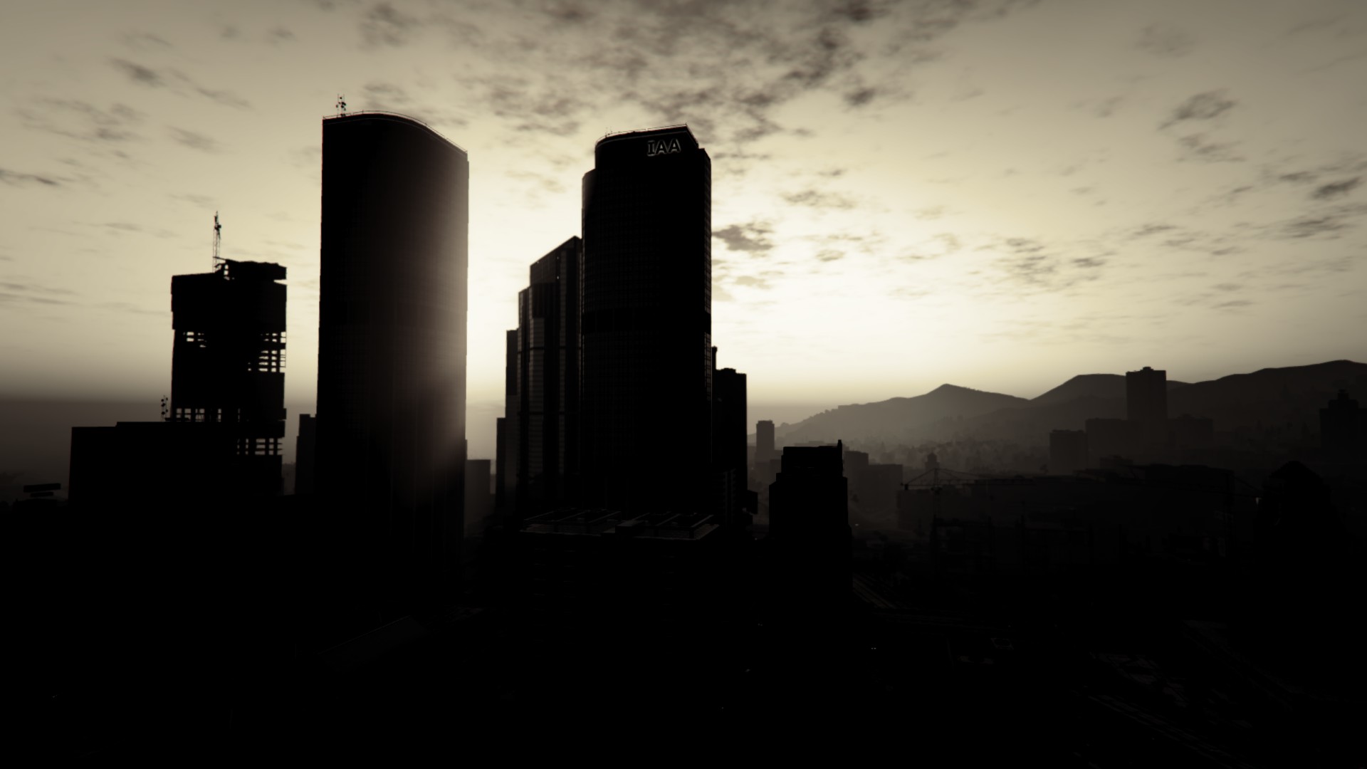 Download Sky Skyscraper Black & White Video Game Grand Theft Auto V HD Wallpaper