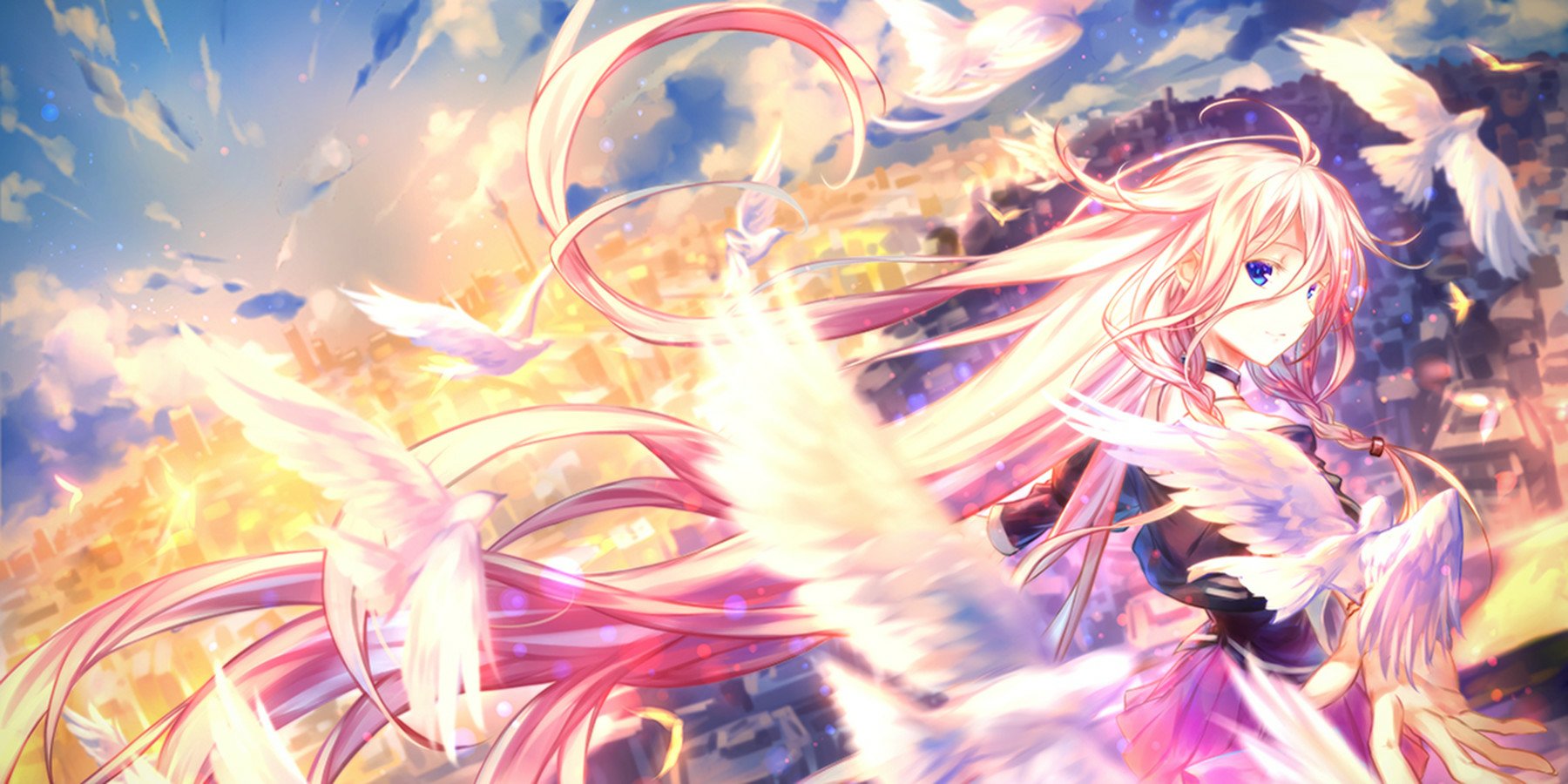 IA Vocaloid Anime HD Wallpaper: Radiant Wings of Melody by Azmodan
