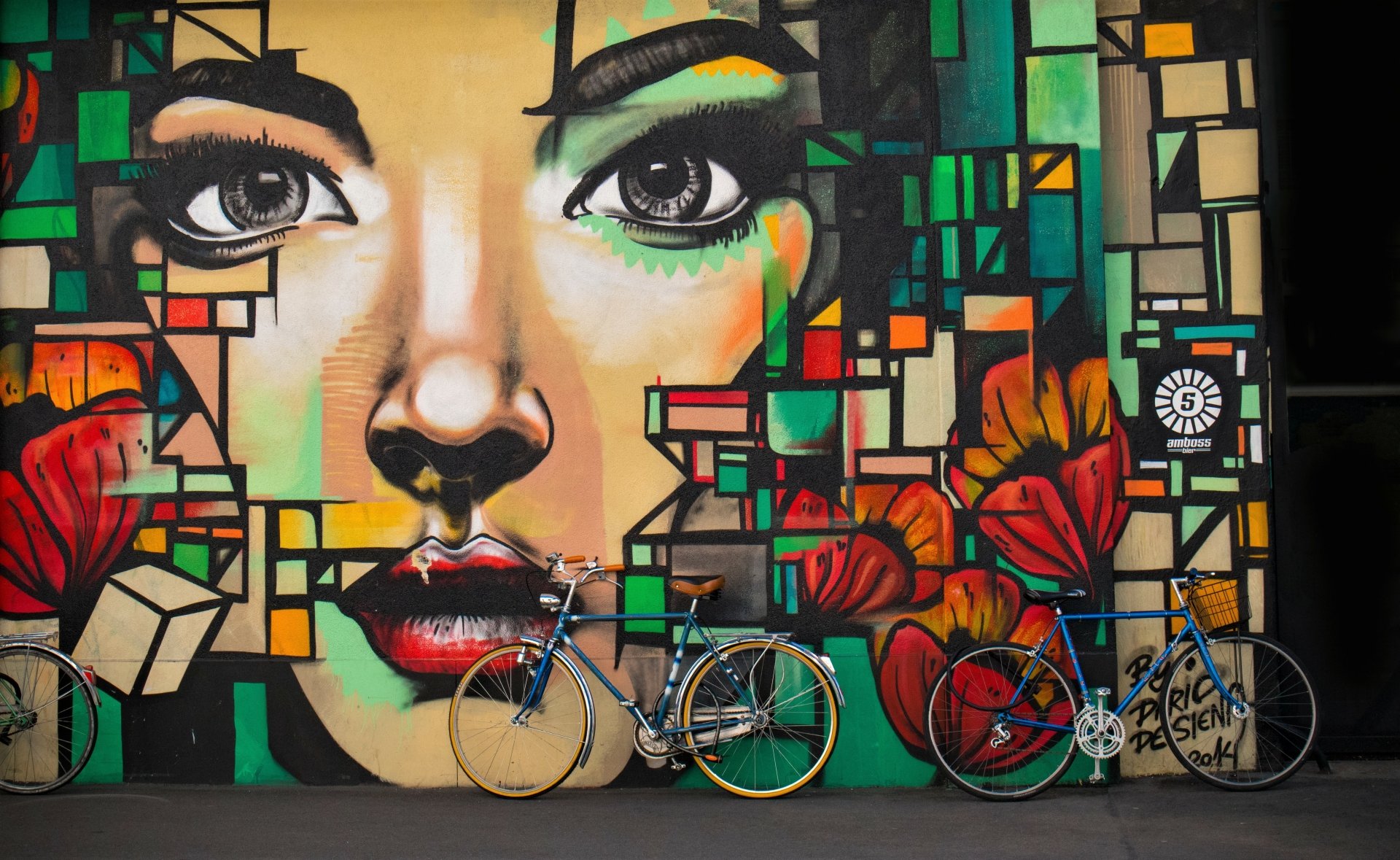 Vibrant Urban Face: Colorful Graffiti Meets Bicycle in 4K Ultra HD ...