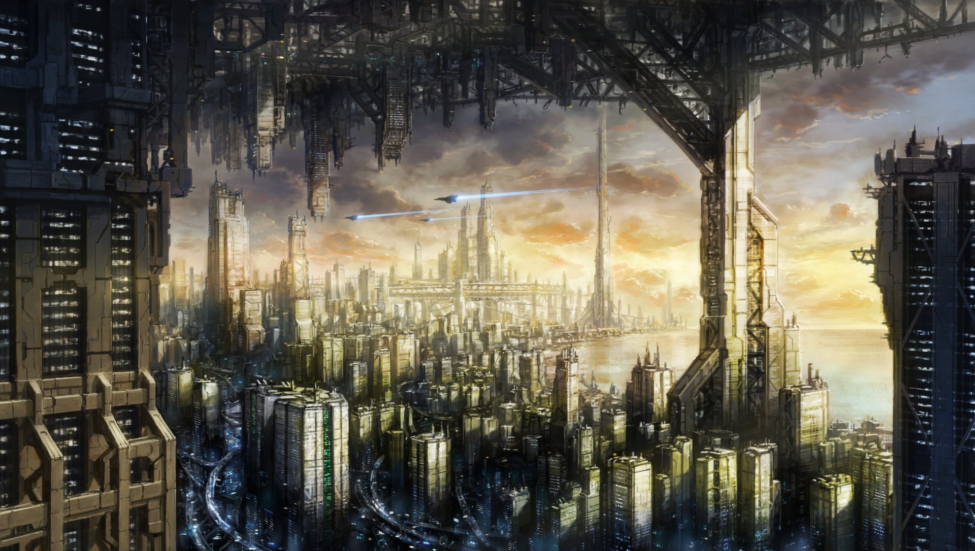Futuristic Sci-Fi Cityscape HD Wallpaper: Skyline Beyond the Clouds by ...
