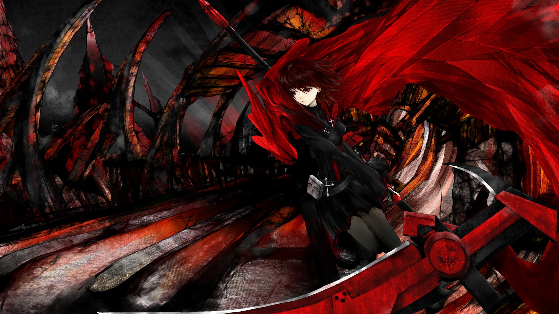 Ruby Rose in Action - HD RWBY Wallpaper