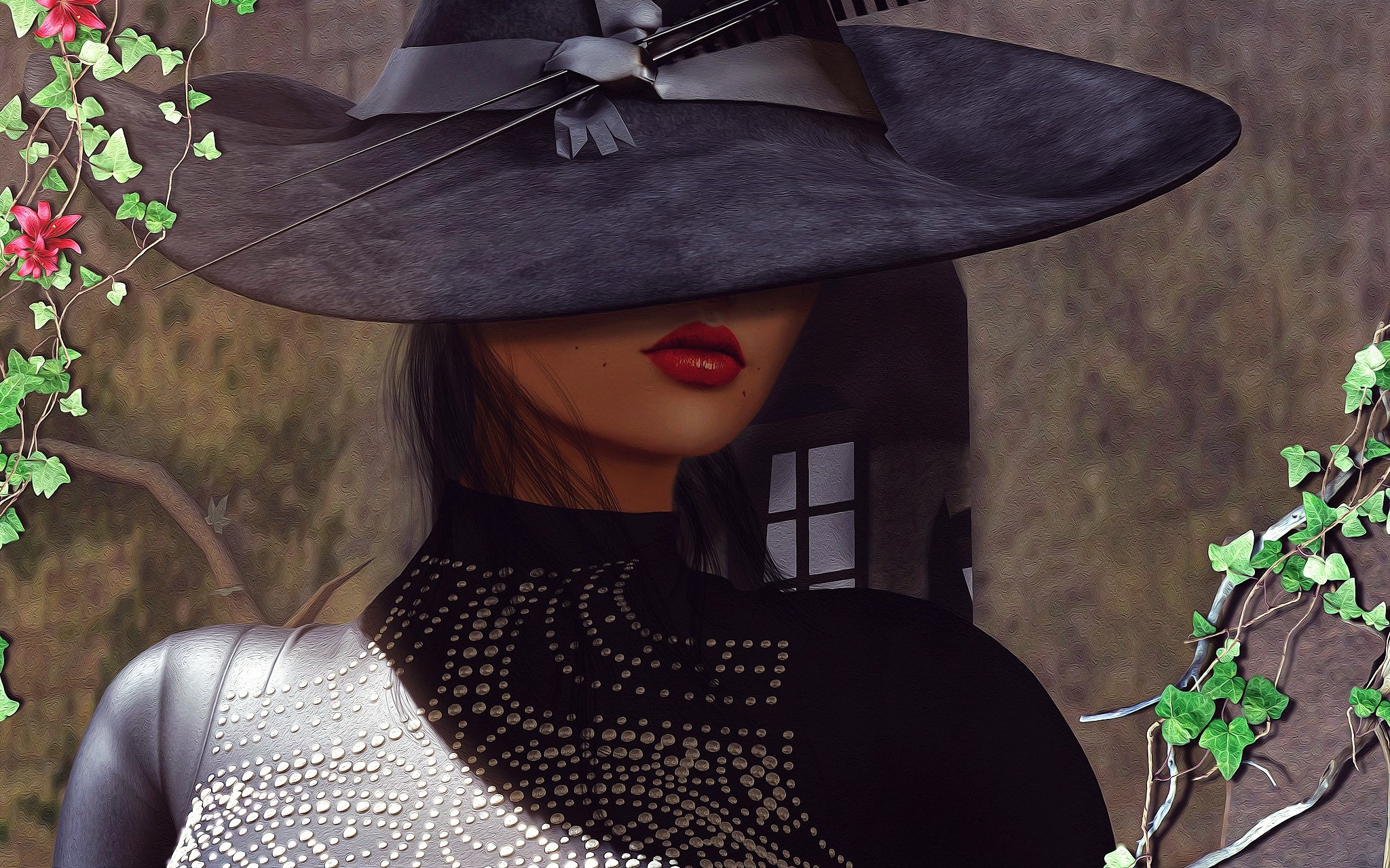 Download Lipstick Hat Fashion Fantasy Woman HD Wallpaper