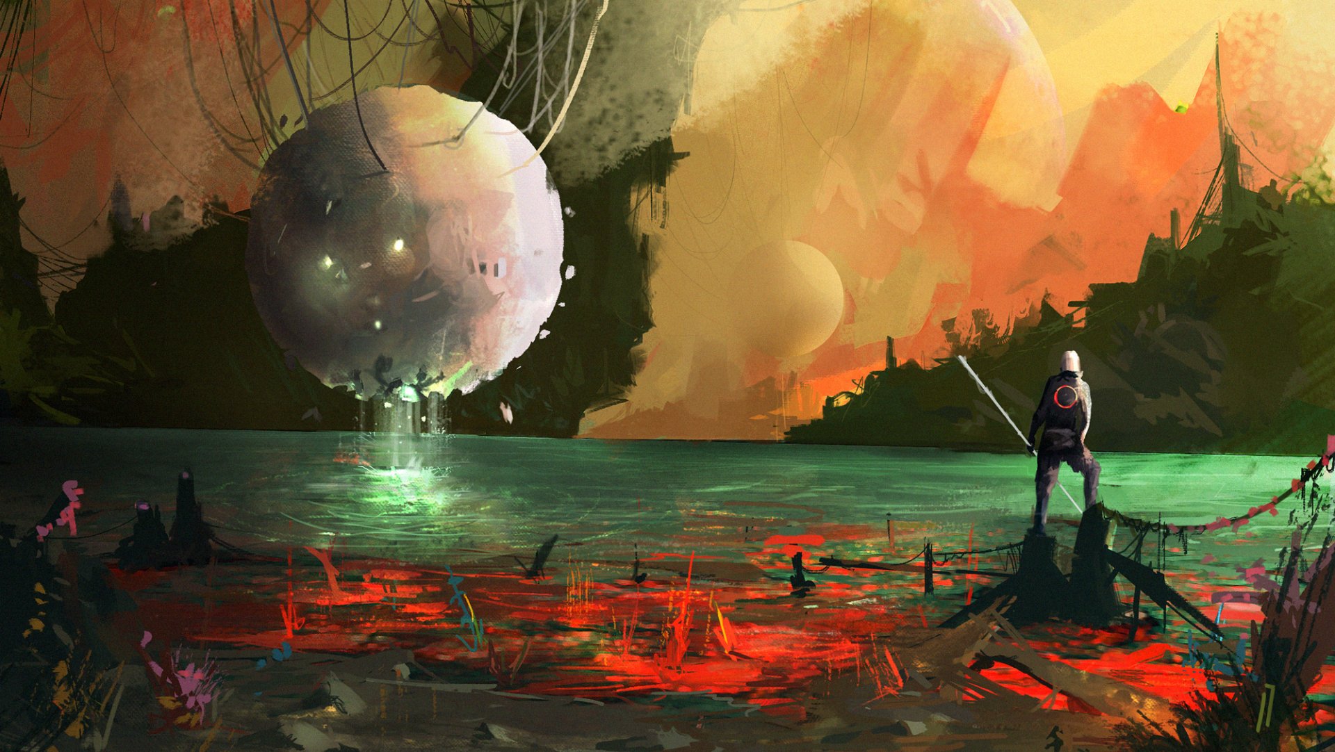 Sci-Fi Lake Sphere HD Wallpaper by Ismail Inceoglu