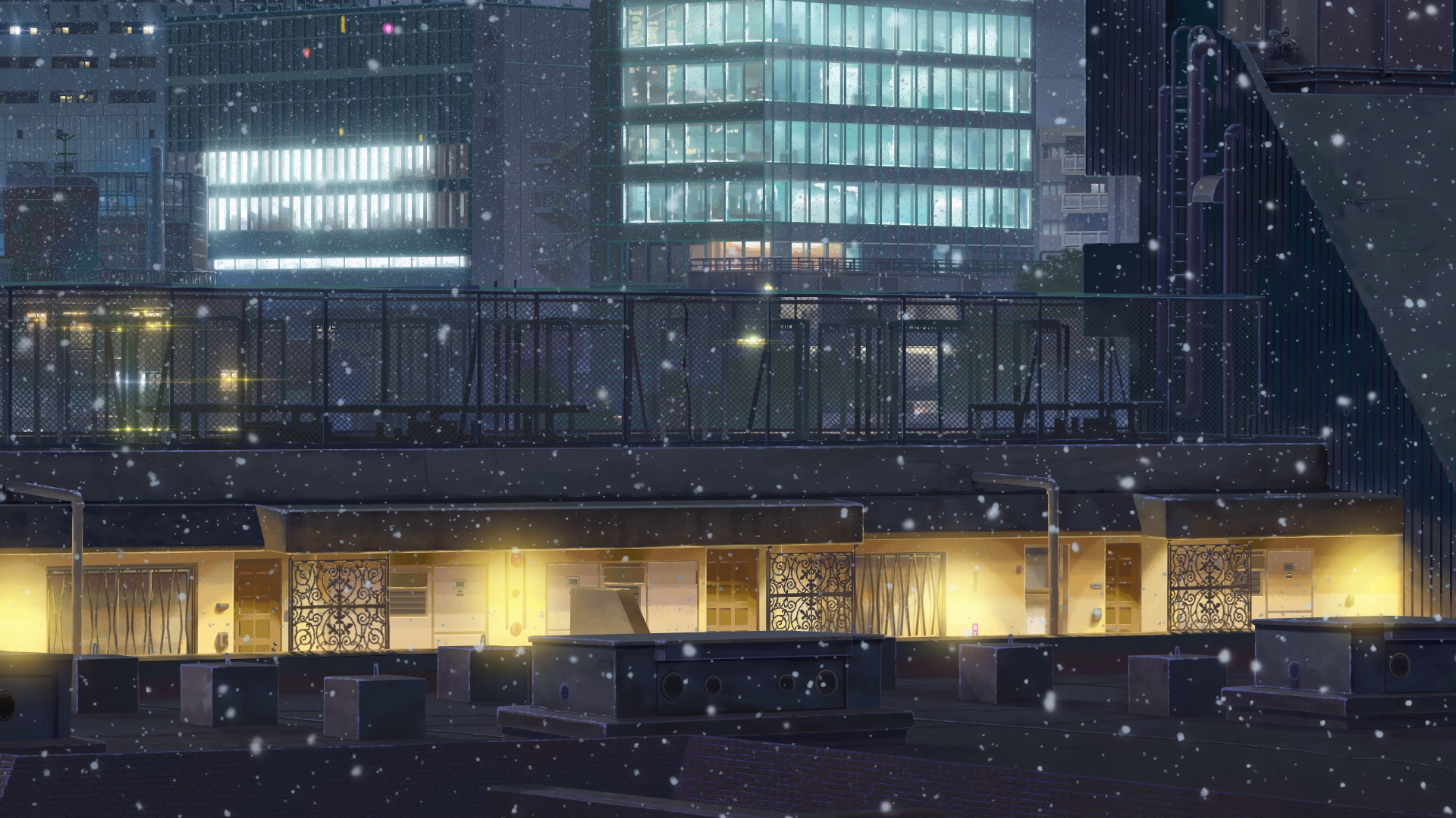 Your Name. Anime HD: Serene Snowfall Over City Lights Wallpaper ...