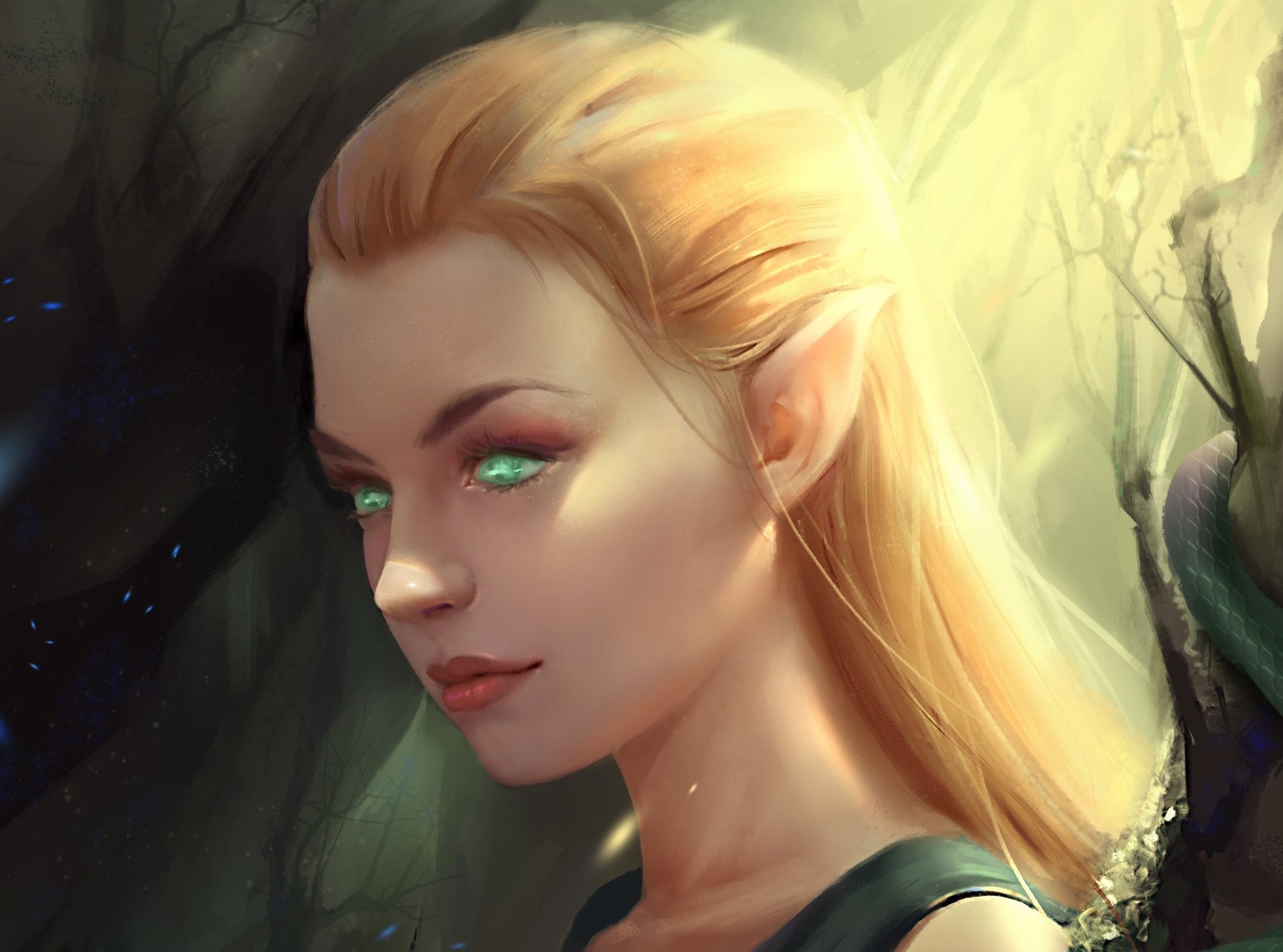 Enchanted Elf: Blonde Beauty with Radiant Green Eyes – HD Fantasy ...