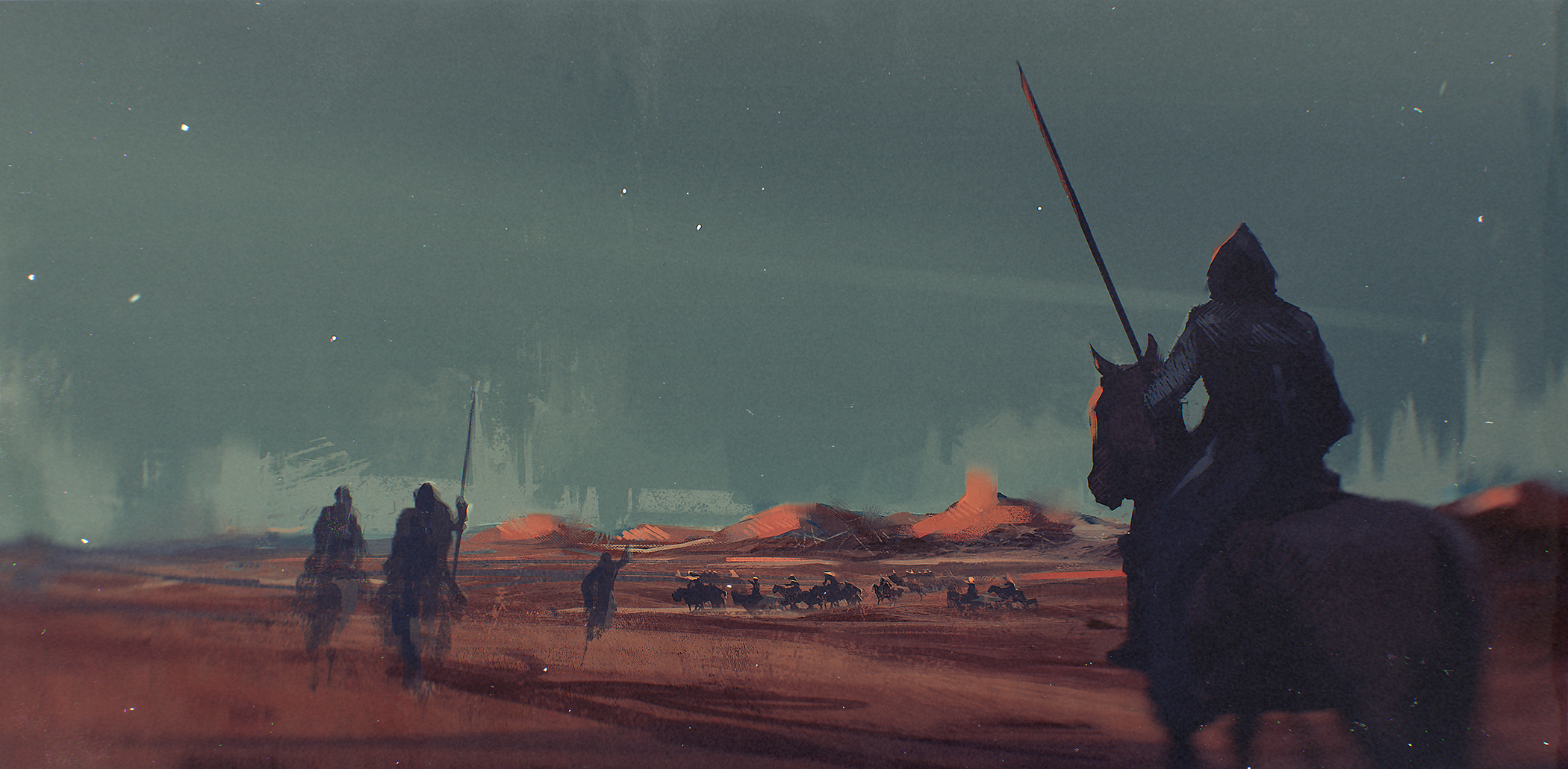 Desert Knight: Fantasy Warrior on Horseback HD Wallpaper by Nik-Moskvin