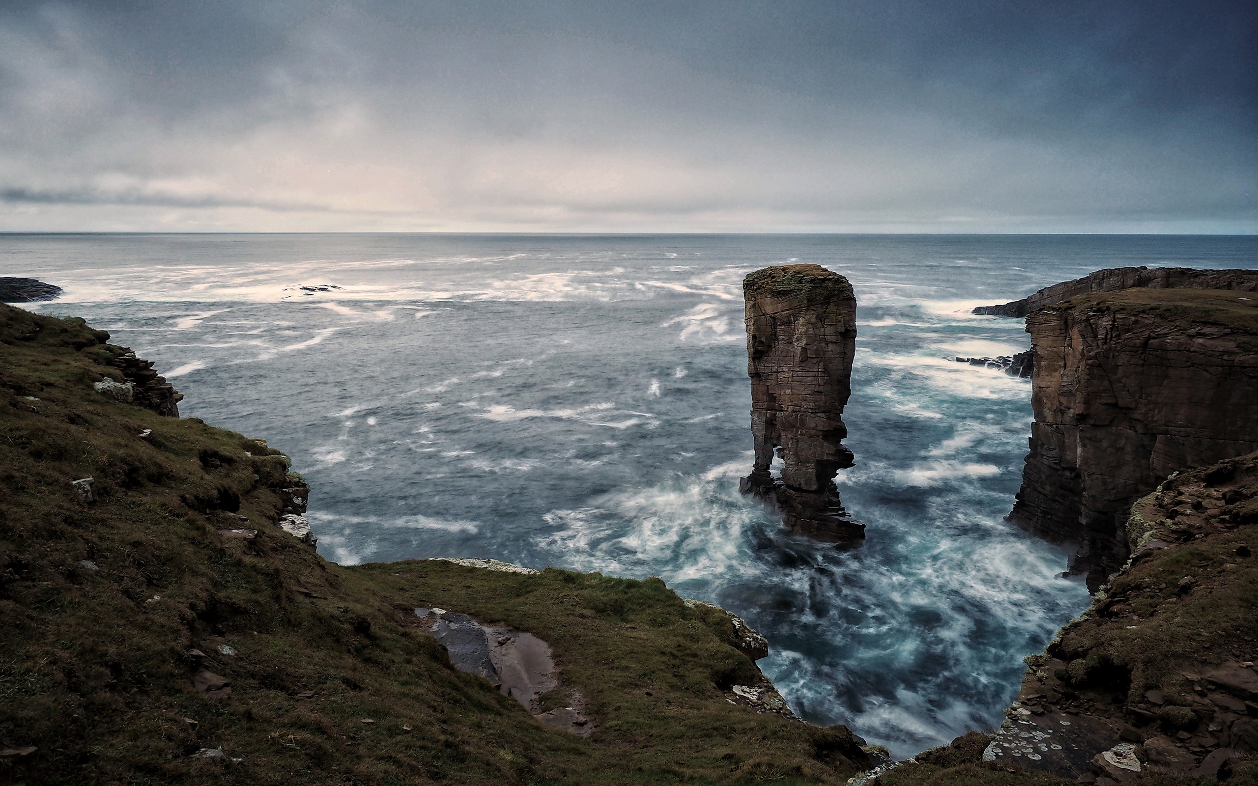 Download Horizon Beach Ocean Nature Cliff HD Wallpaper