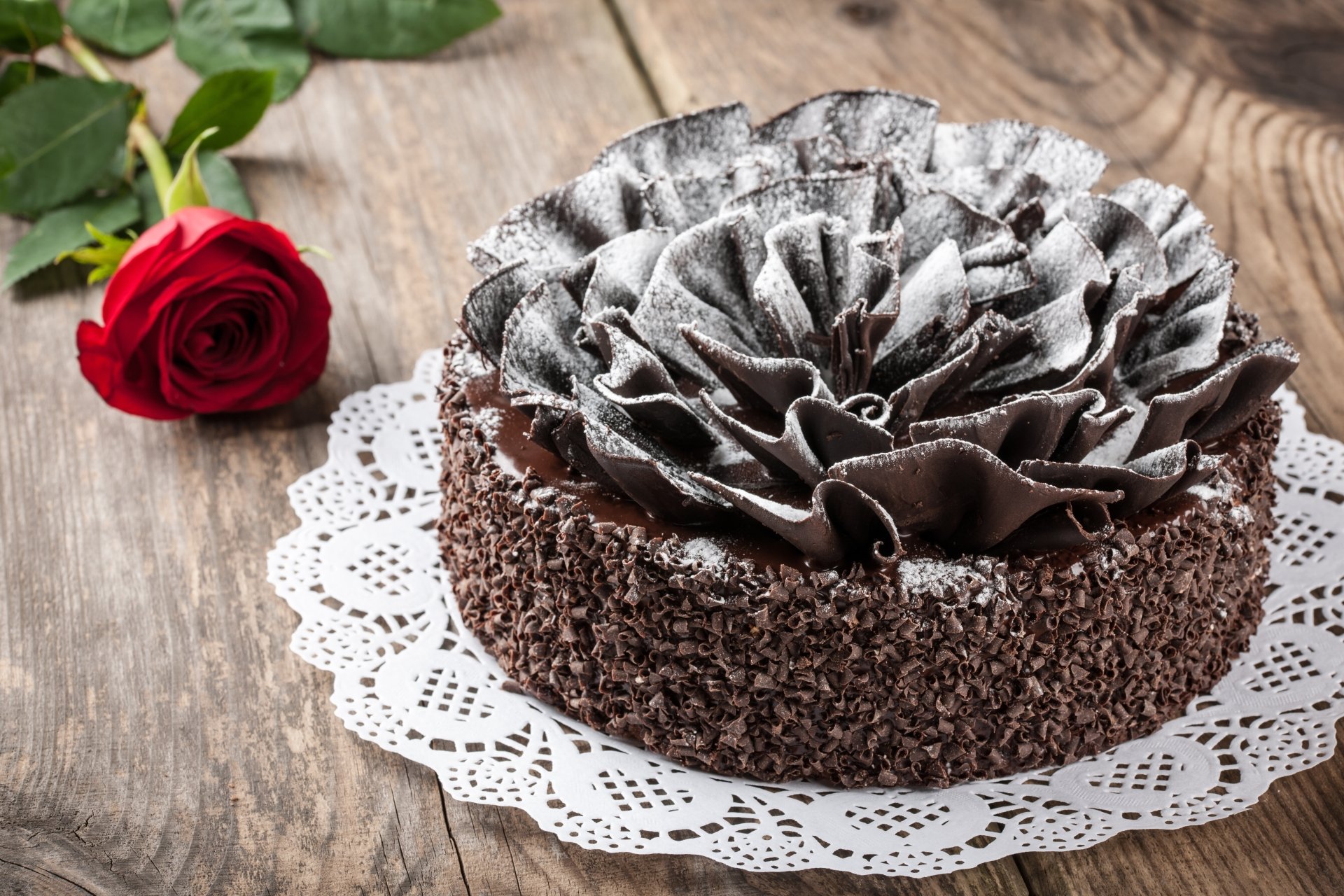 Decadent Chocolate Cake with Elegant Red Rose | 4K Ultra HD Pastry Delight