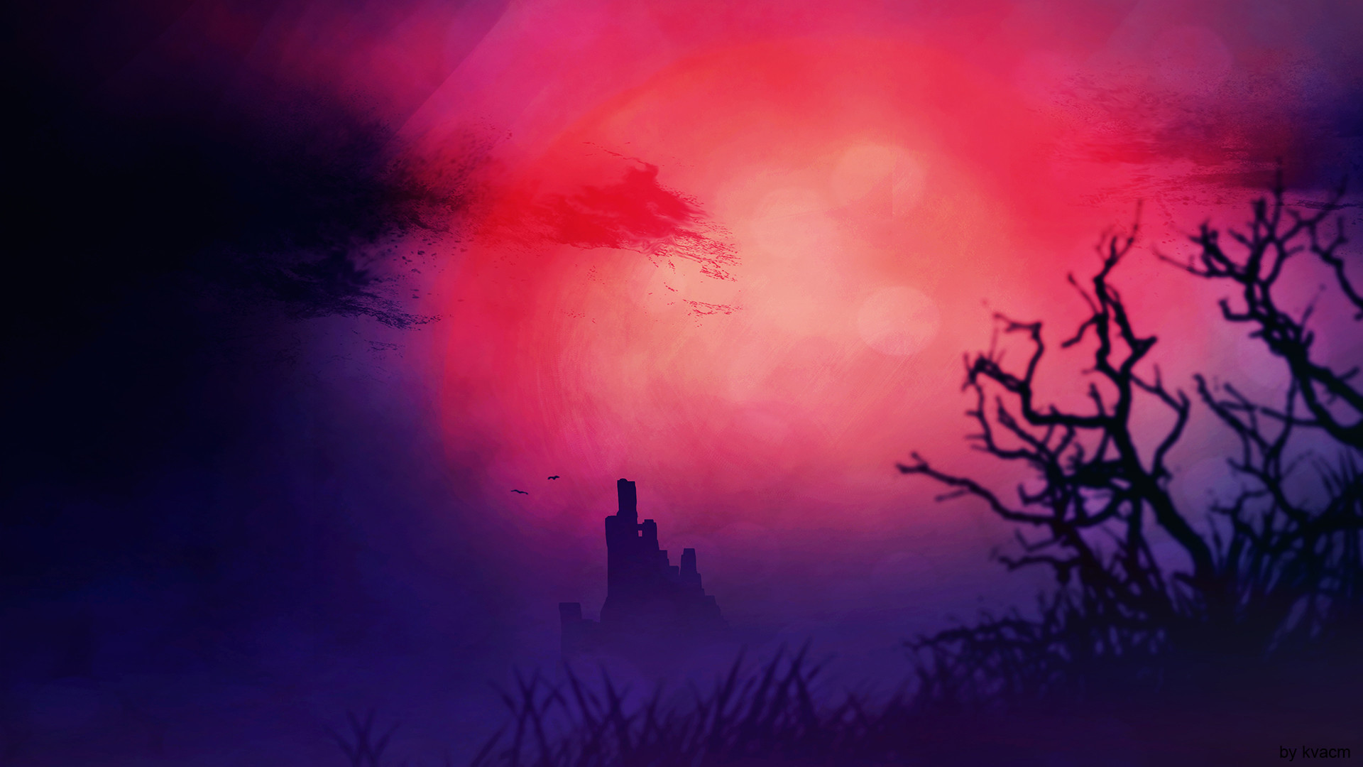 Download Castle Tree Night Dark Fantasy Landscape Fantasy Landscape ...