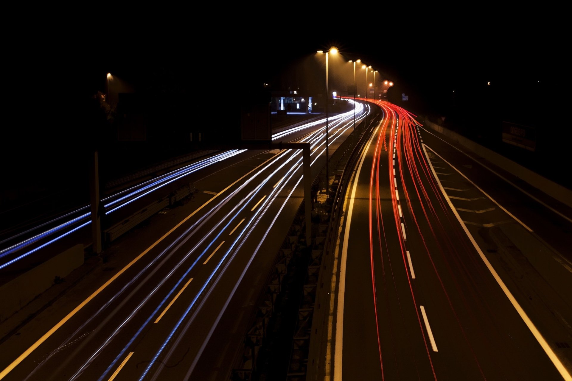 Night Lights on the Road — Stunning Time-Lapse HD Wallpaper
