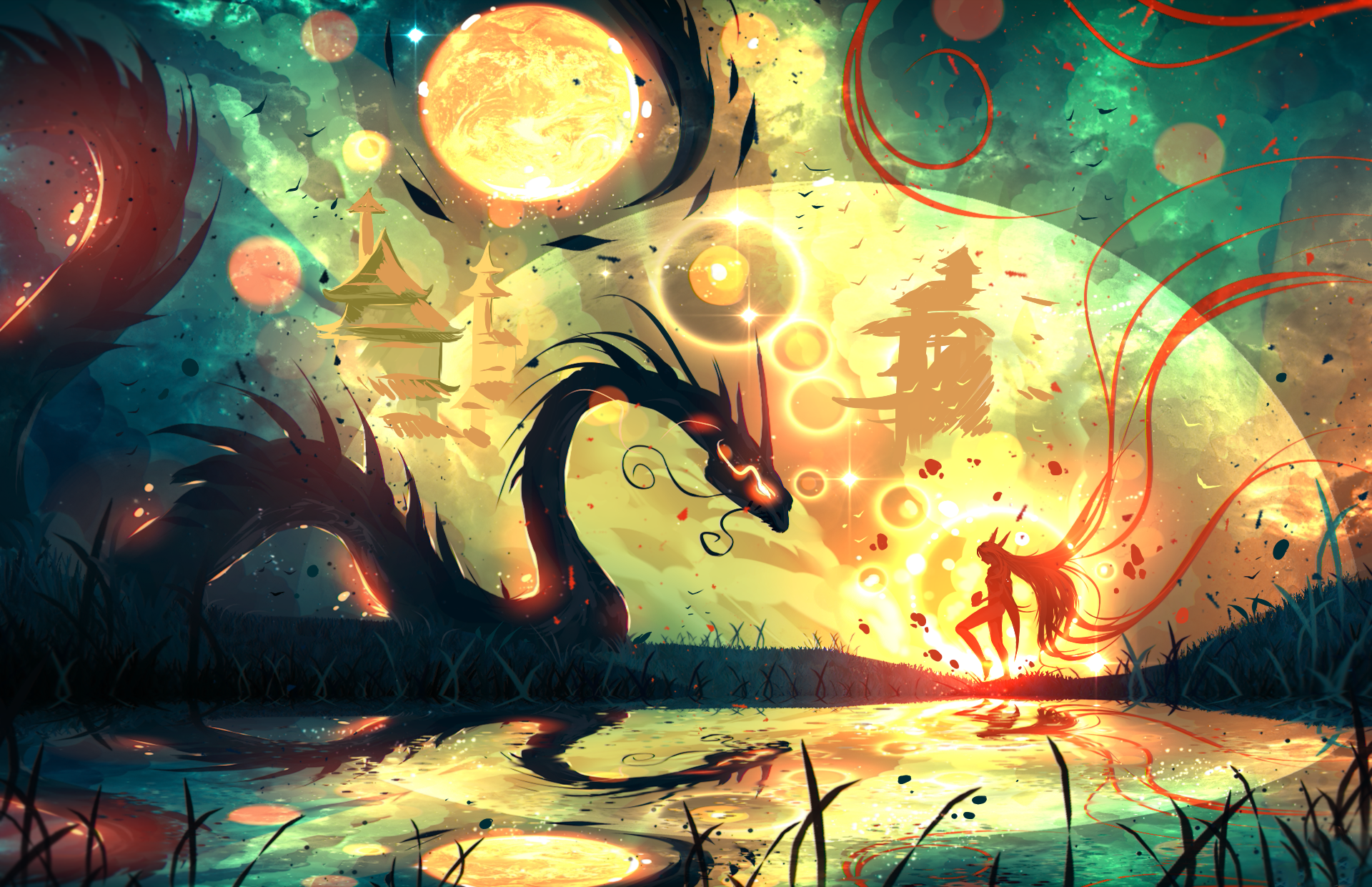 Dragon Fantasy Planet Reflection - HD Wallpaper by Benjamin Cehelsky ...
