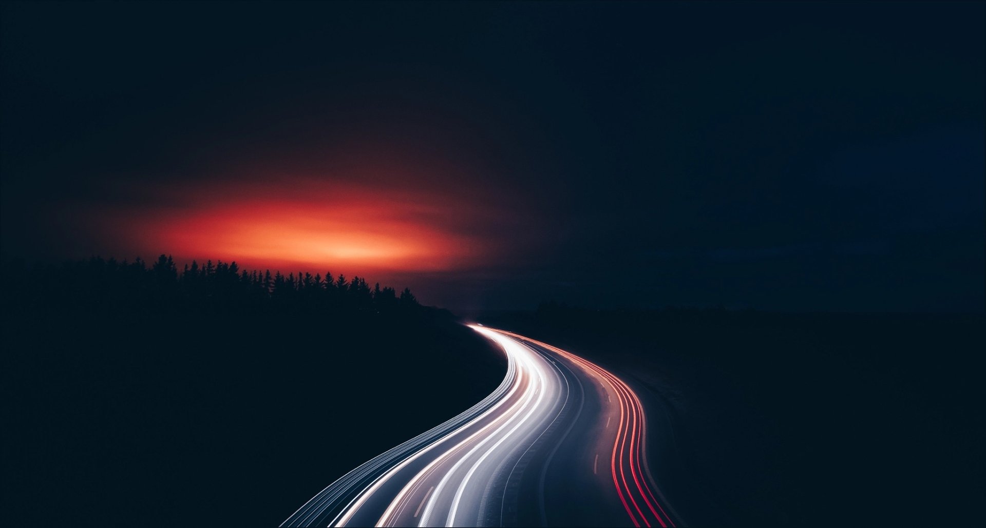 Night Highway Lights - HD Wallpaper
