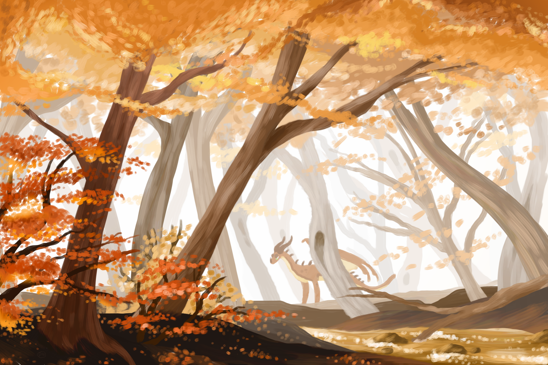 Enchanted Autumn Forest: A Dragon’s Hidden Realm in HD by desertnettle