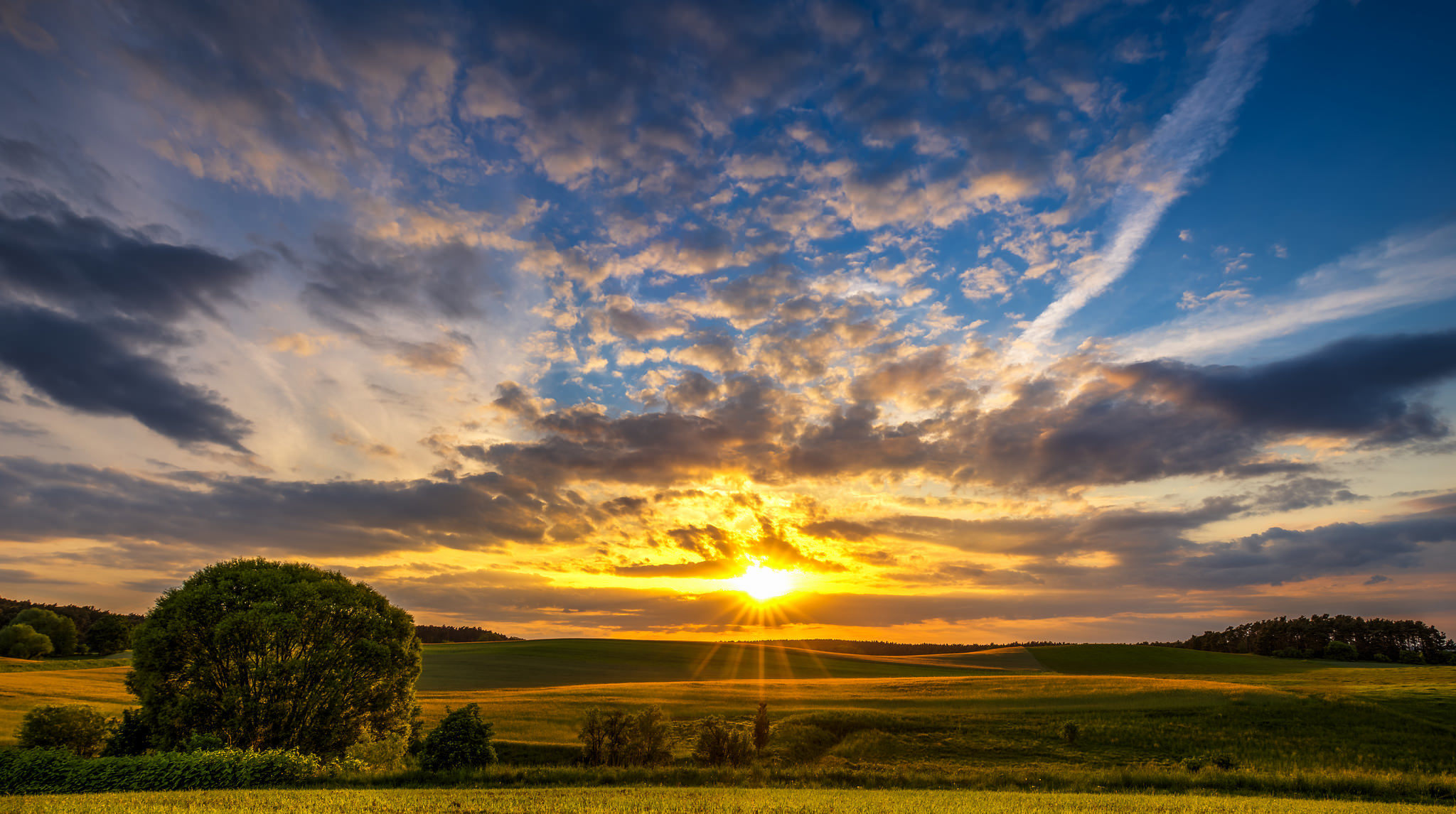 Download Summer Cloud Sky Field Nature Sunrise HD Wallpaper