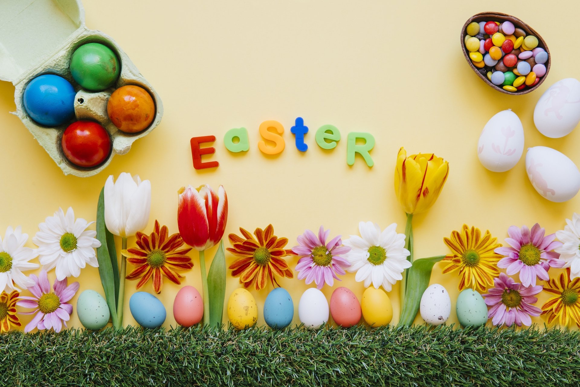 Easter Bloom: Vibrant Tulips, Colorful Eggs & Sweet Holiday Delights in ...