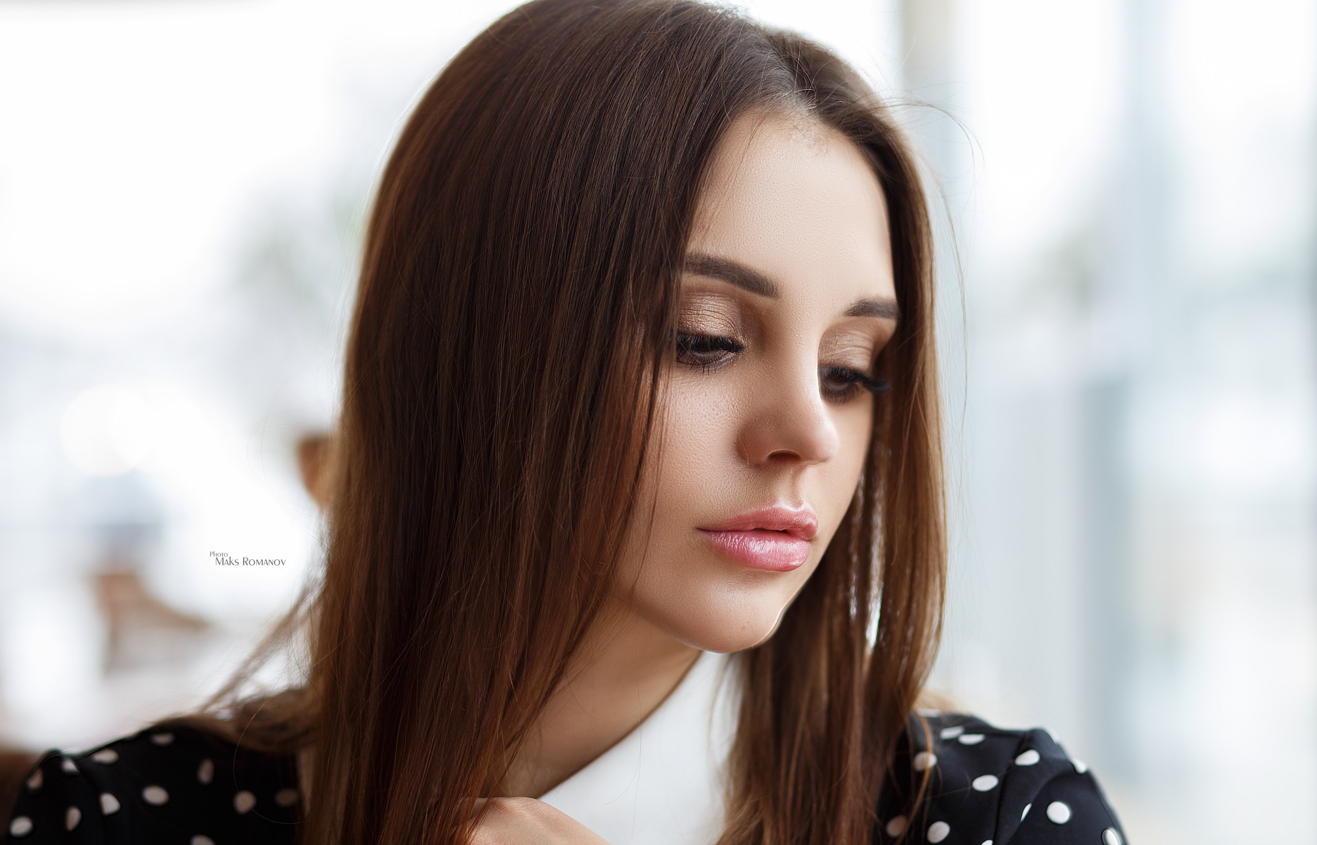 Download Brunette Lipstick Long Hair Woman Model HD Wallpaper by Maxim ...