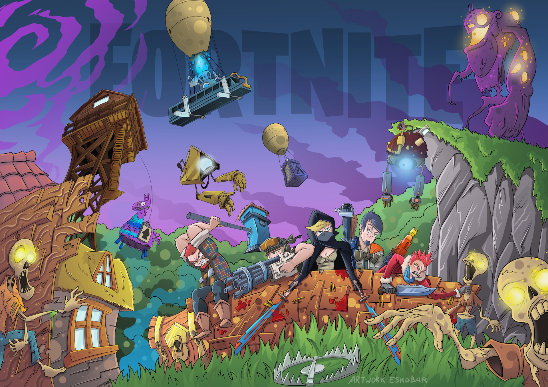 Fortnite 4K Ultra HD Action Wallpaper by artwork-eskobar