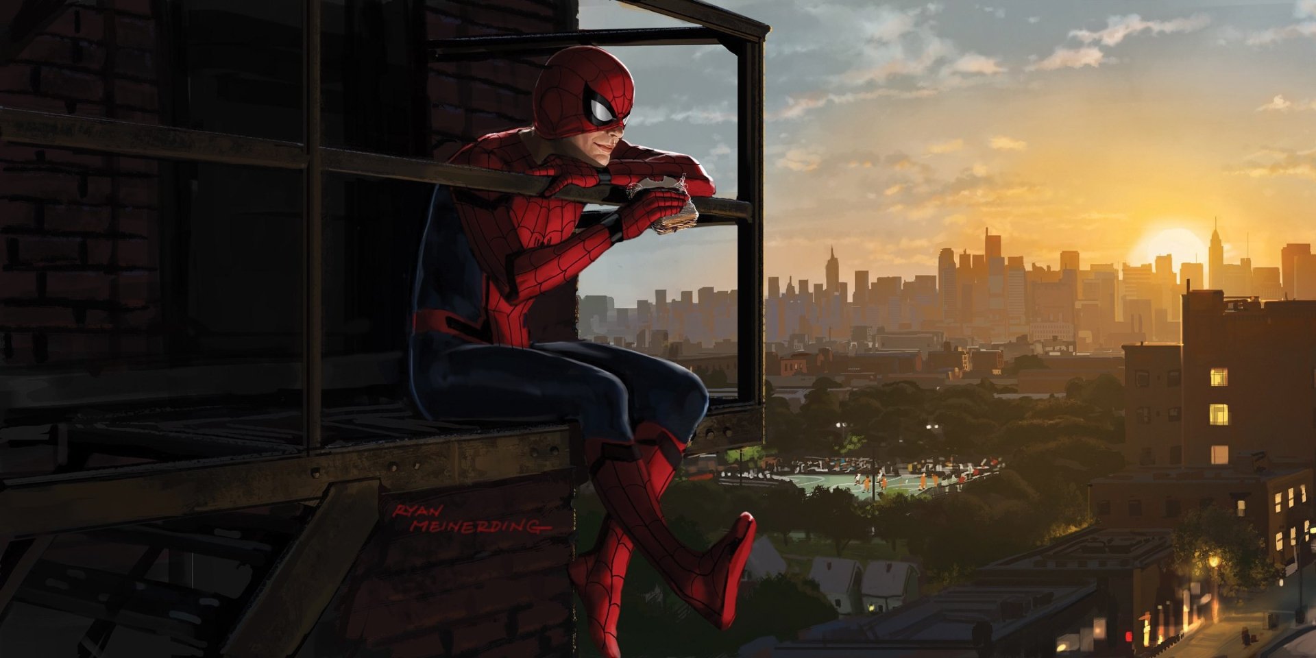 Spider-Man: Homecoming Sunrise Over the City – HD Wallpaper by Ryan ...