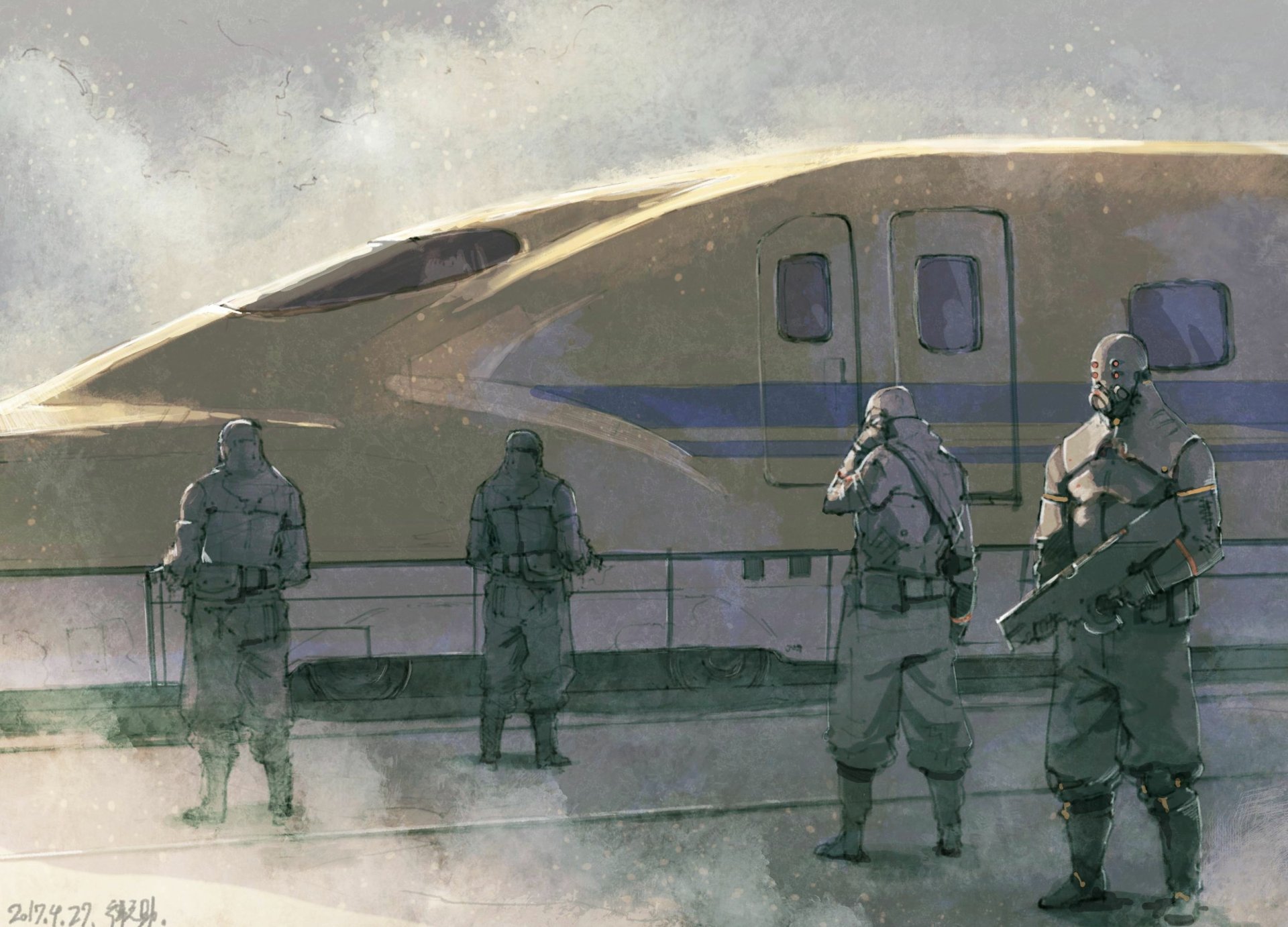 Download Train Soldier Anime Original Anime Train HD Wallpaper by 禅之助 ...