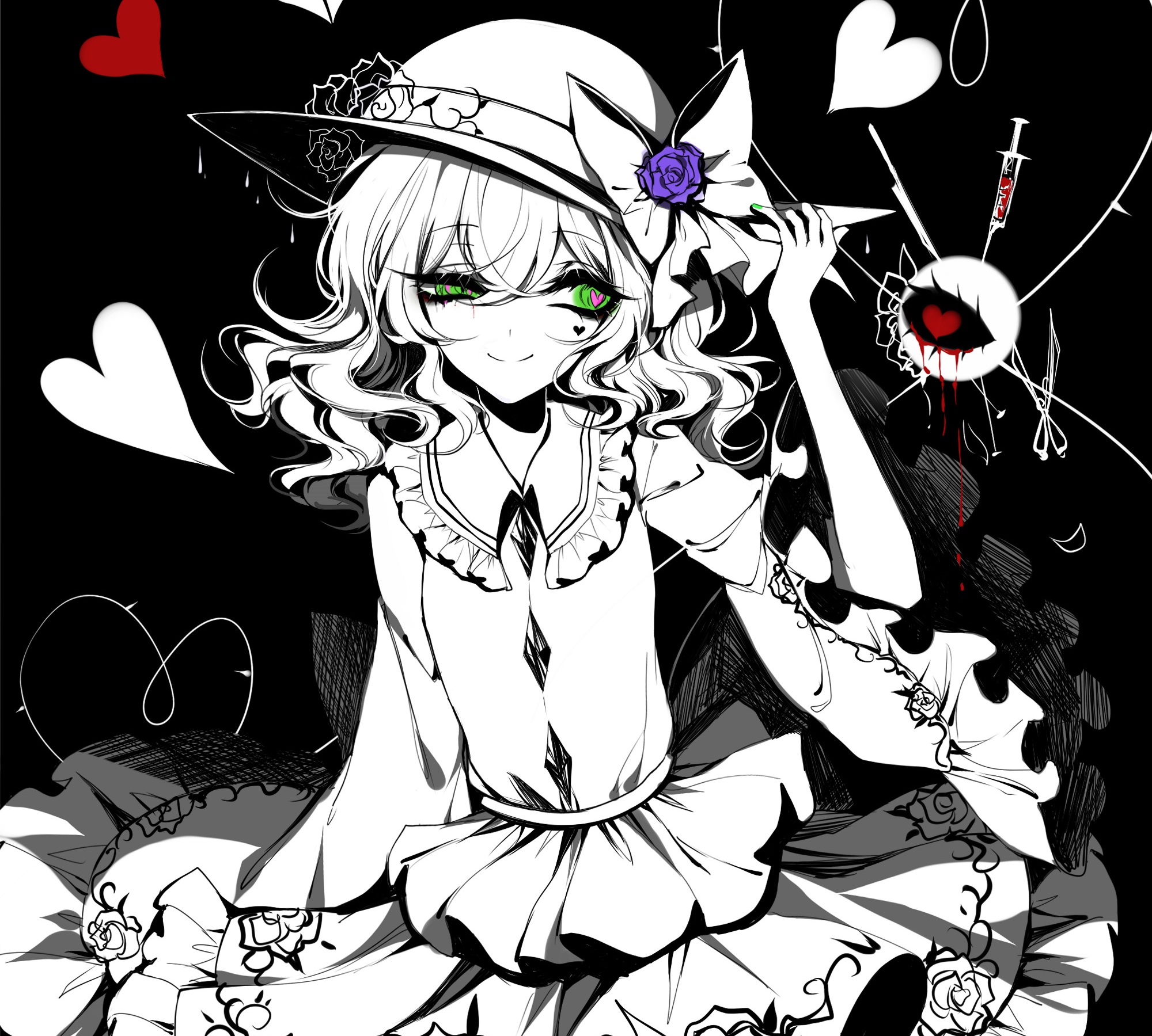 Download Monochrome Koishi Komeiji Anime Touhou HD Wallpaper by Sheya