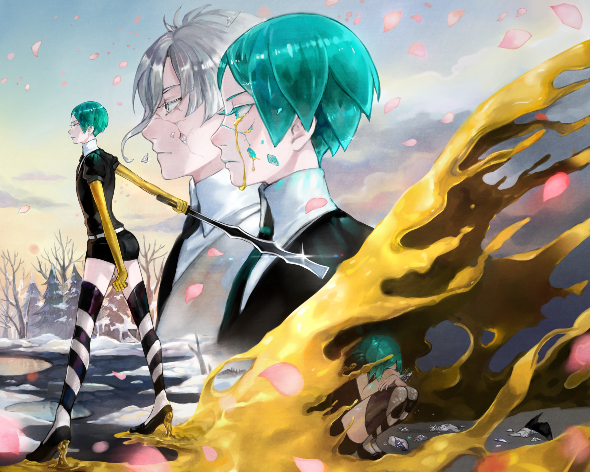 Land of the Lustrous HD: Phosphophyllite & Antarcticite Anime Wallpaper ...