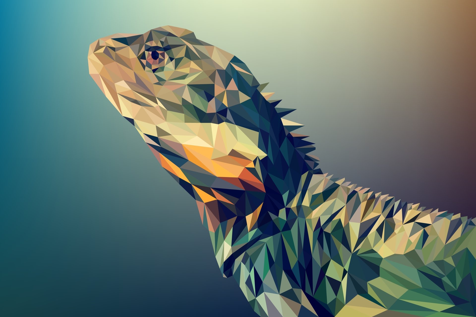 Abstract Faceted Lizard (Low‑Poly Reptile) — 5K Ultra HD Wallpaper by ...