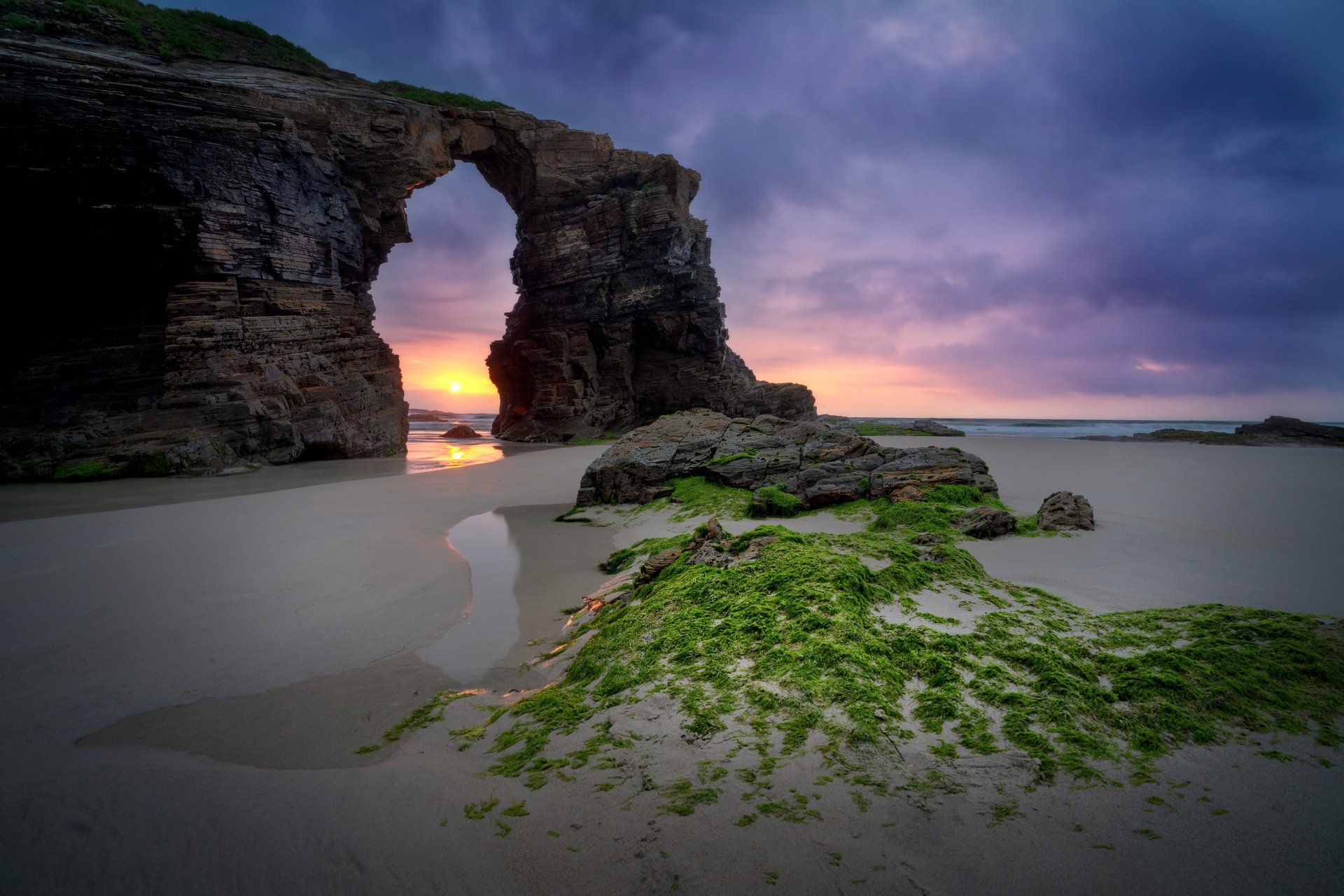 Sunset Arch: Serene Beach and Nature HD Wallpaper