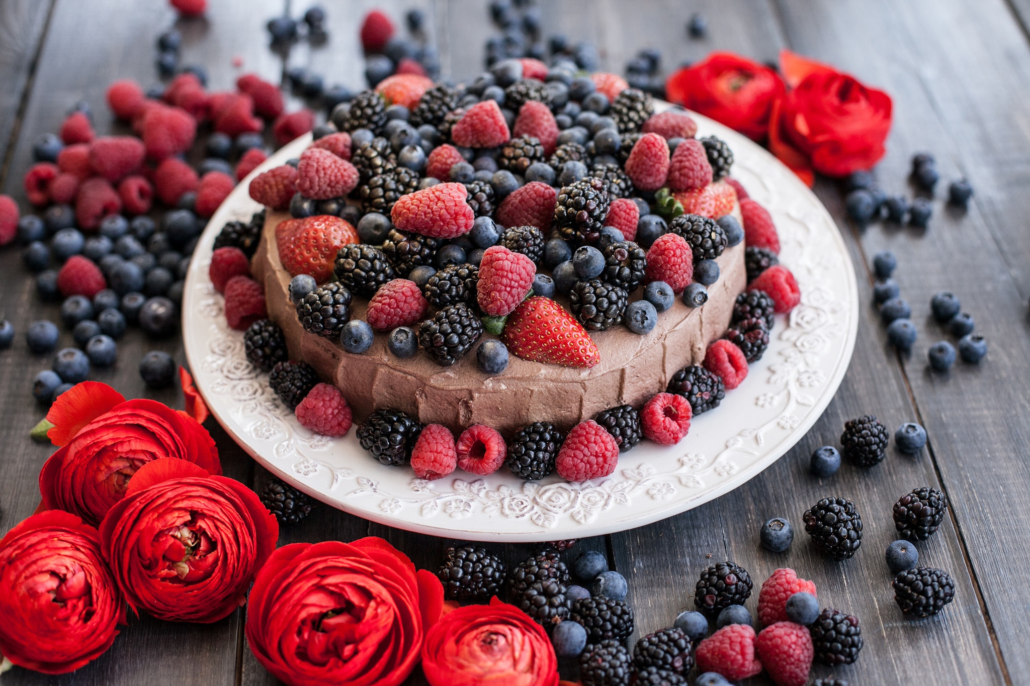 Download Blueberry Blackberry Raspberry Dessert Berry Fruit Red Flower ...