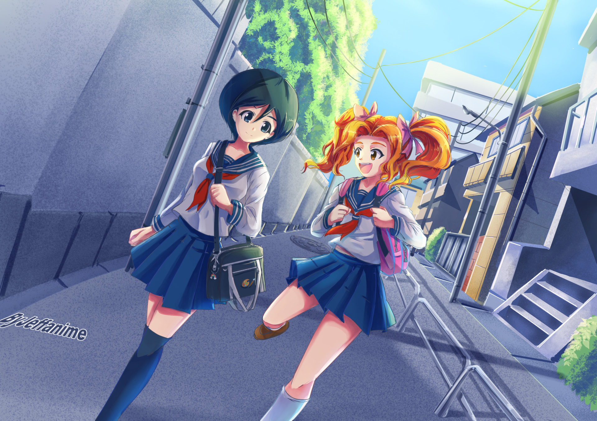 Download School Uniform Twintails Blonde Black Hair Anime Original HD ...